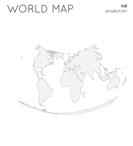 World Map Globe Loximuthal Projection Plain Style Outline Vector Illustration Stock Vector By