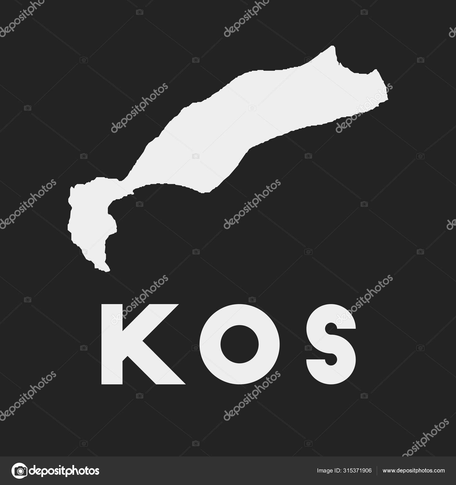 Peta Pulau ikon Kos pada latar belakang gelap Peta Kos Stylish dengan ...