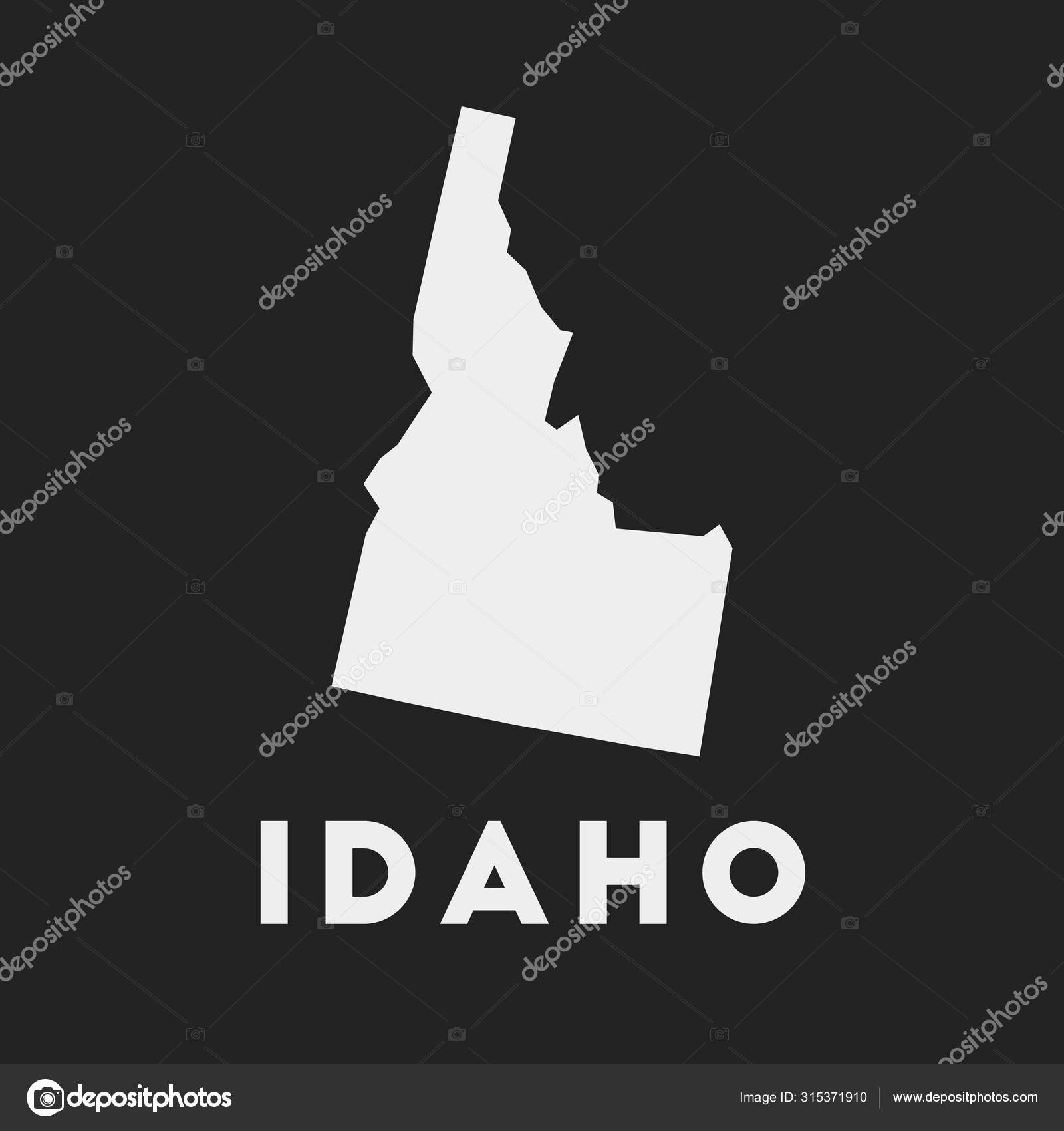 Idaho icon Us state map on dark background Stylish Idaho map with us ...