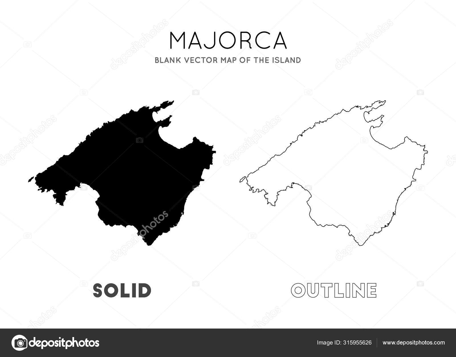 Majorca map Blank vector map of the Island Borders of Majorca for your ...