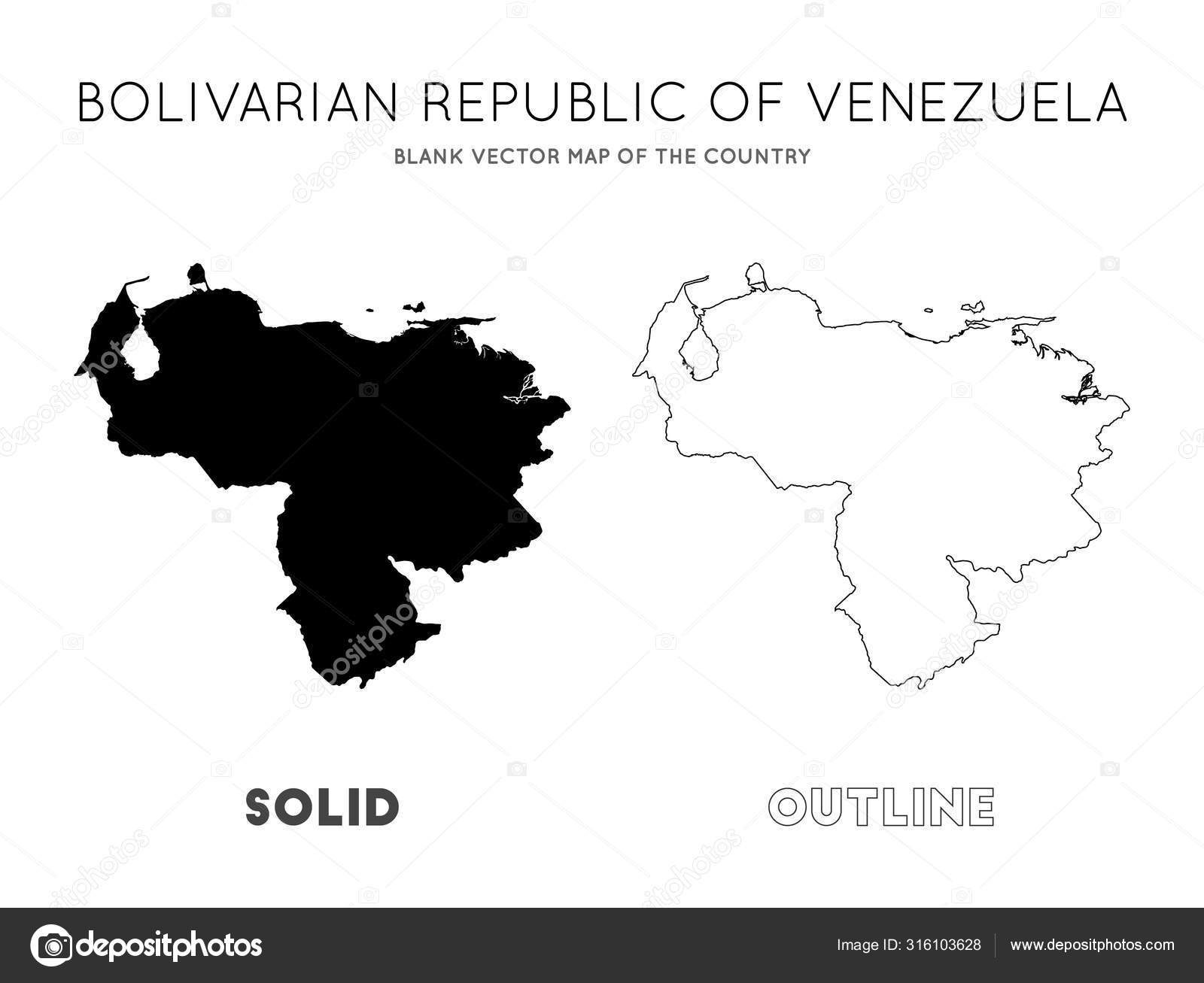 Venezuela map Blank vector map of the Country Borders of Venezuela for ...