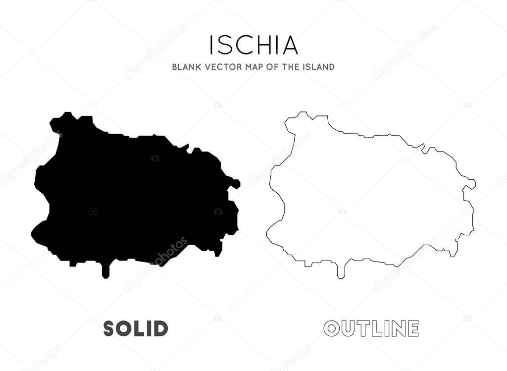 Mapa de Ischia Mapa vectorial en blanco de las fronteras insulares de ...