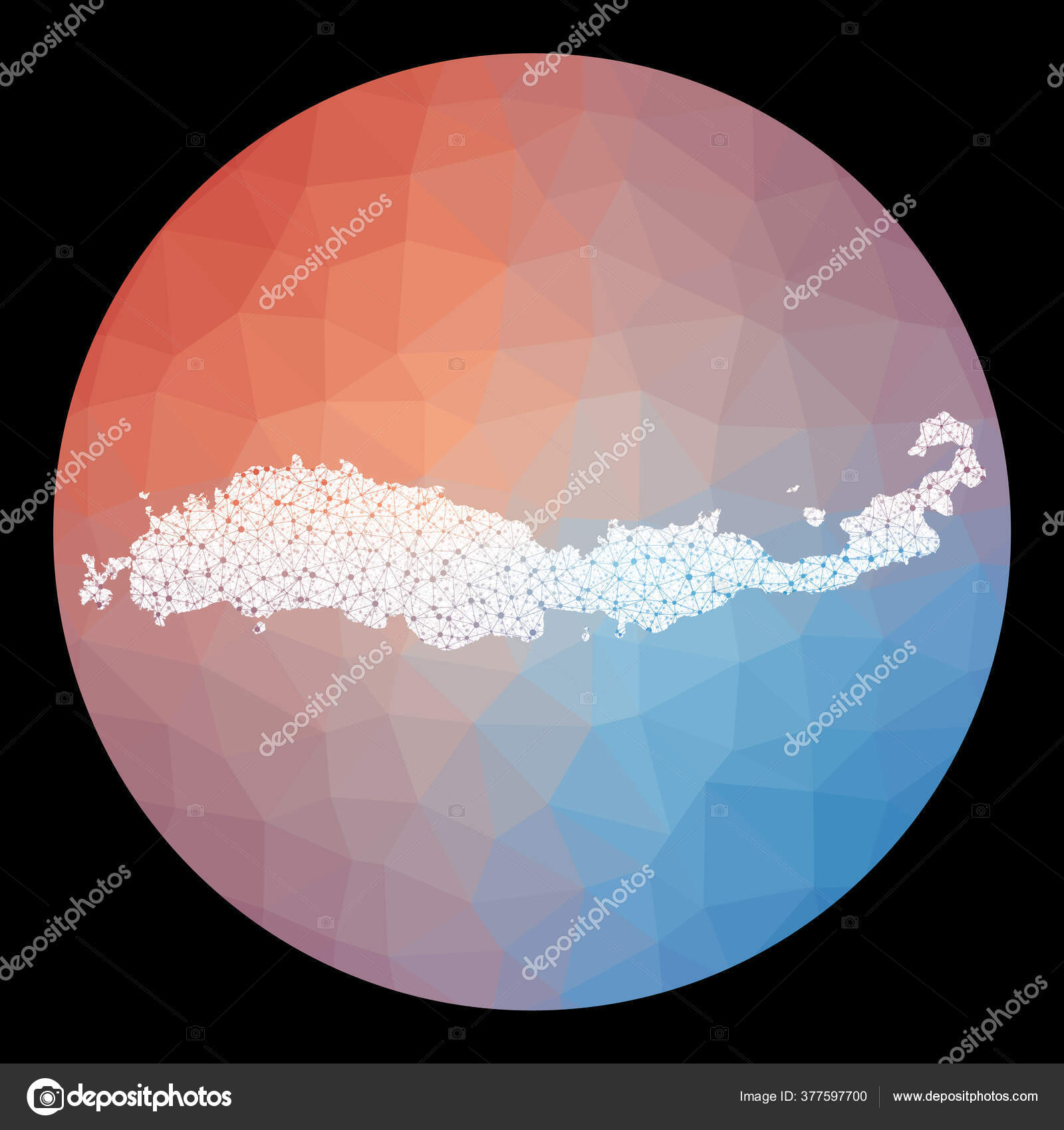 Vector network Flores map Map of the island with low poly background ...