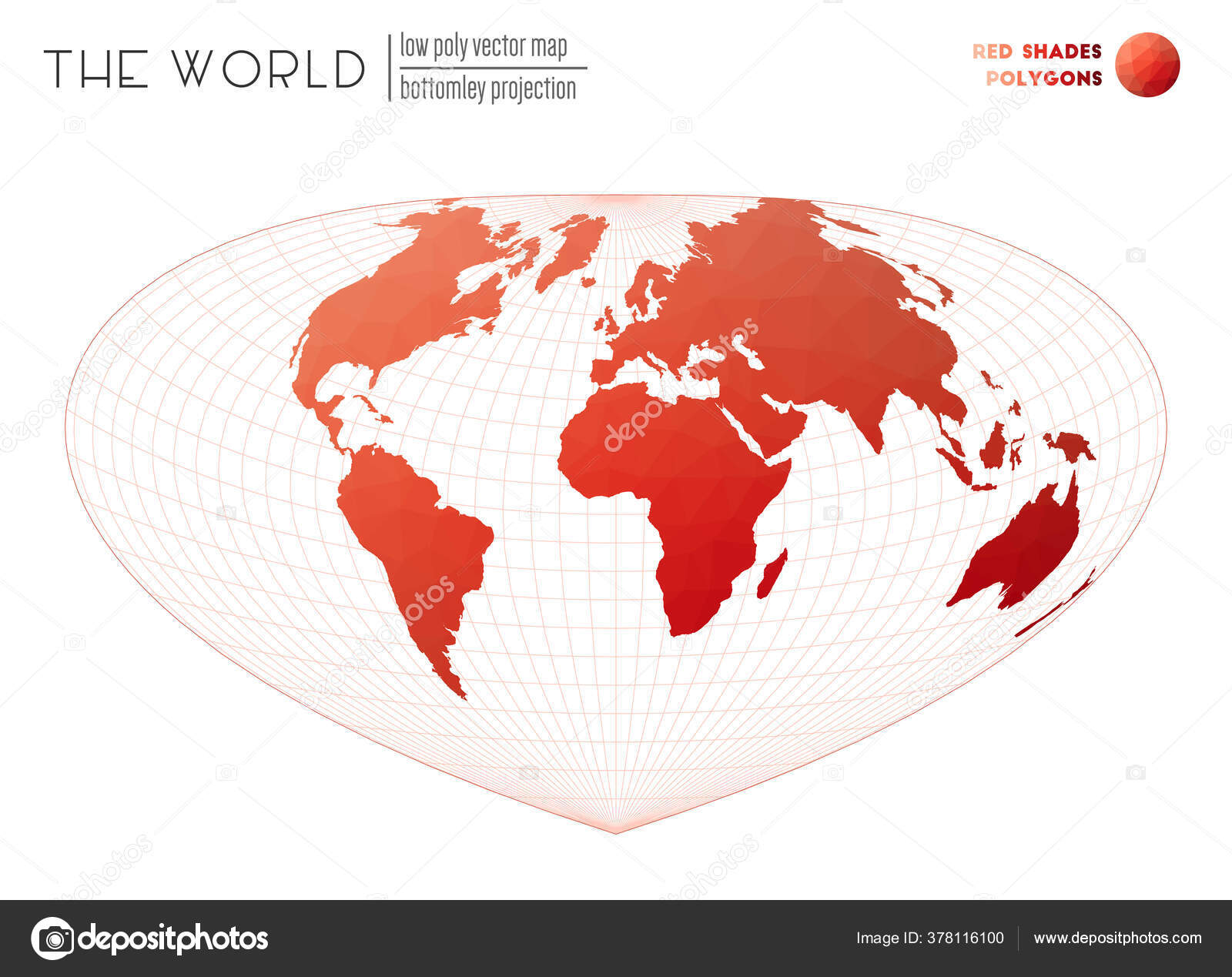 Triangular mesh of the world Bottomley projection of the world Red ...