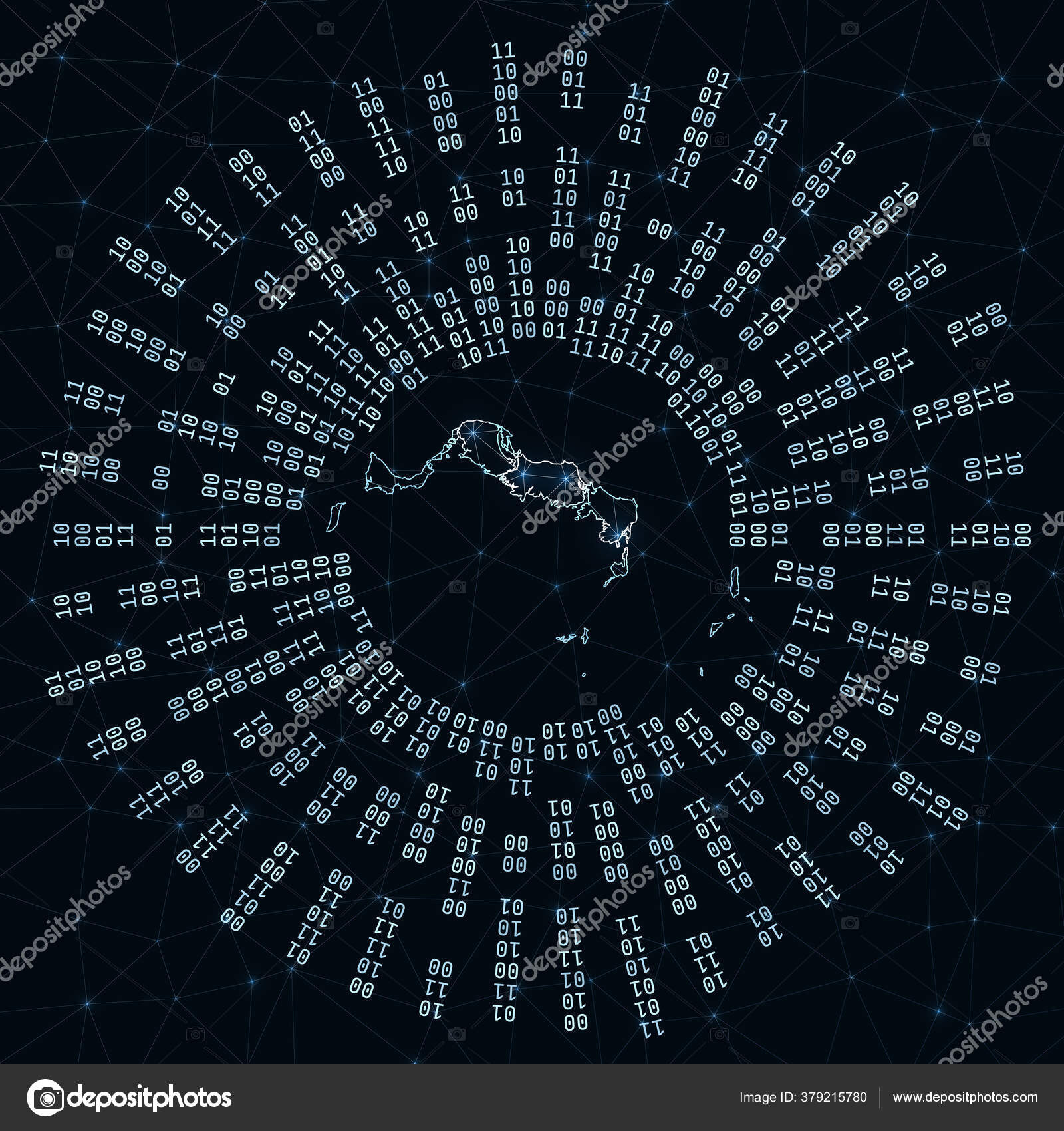 Turks and Caicos Islands digital map Binary rays radiating around ...