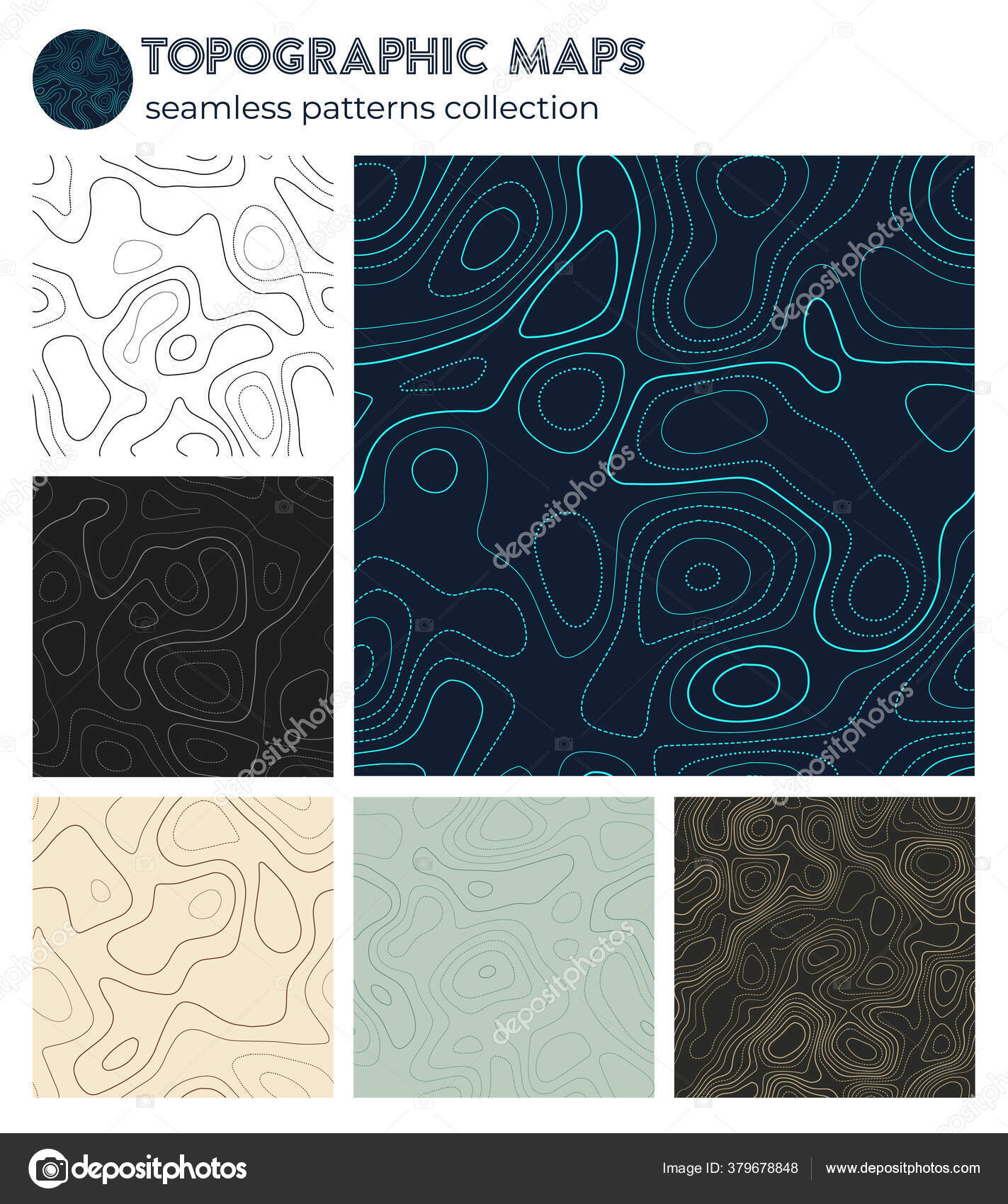 Topographic maps Beautiful isoline patterns seamless design Awesome ...