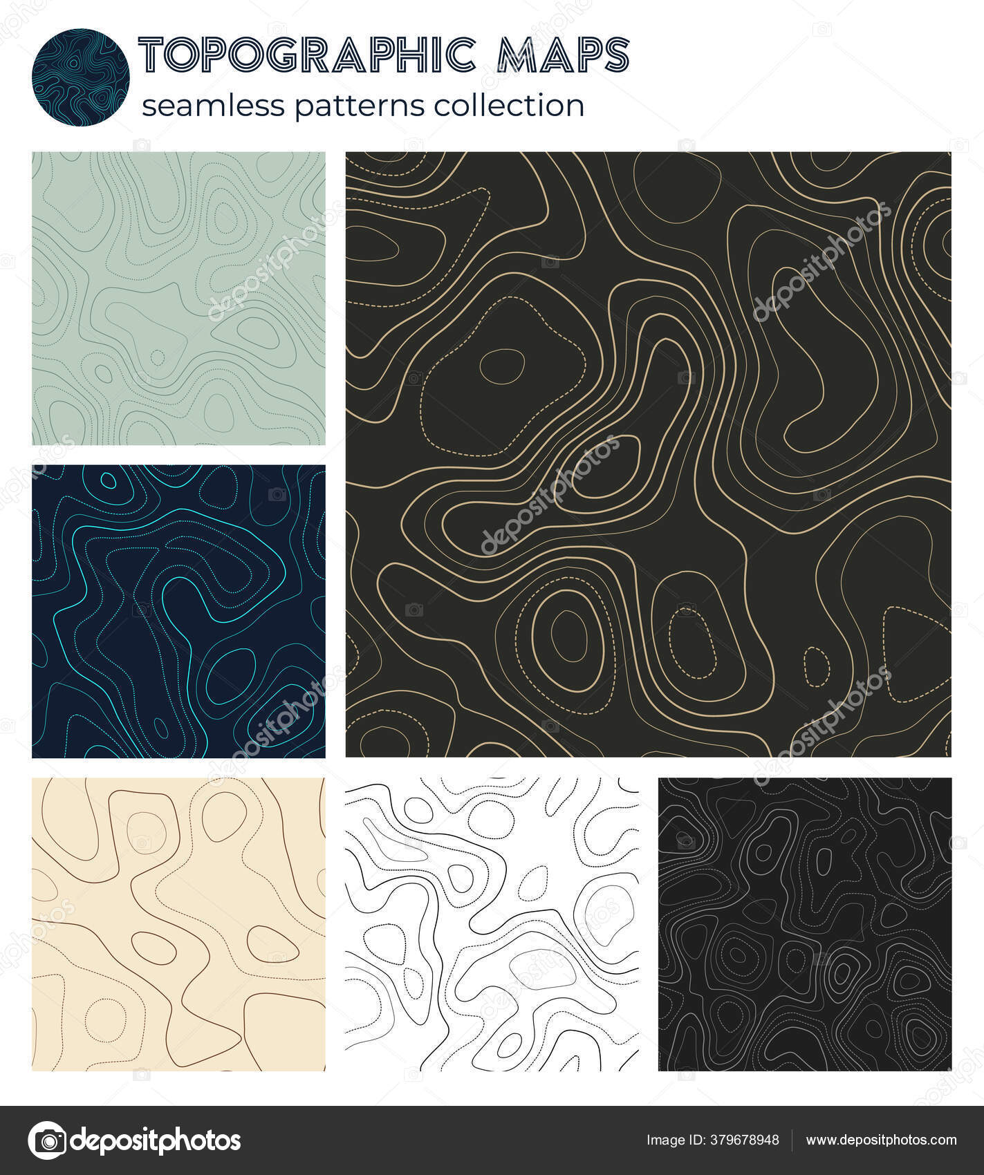 Topographic maps Astonishing isoline patterns seamless design Charming ...