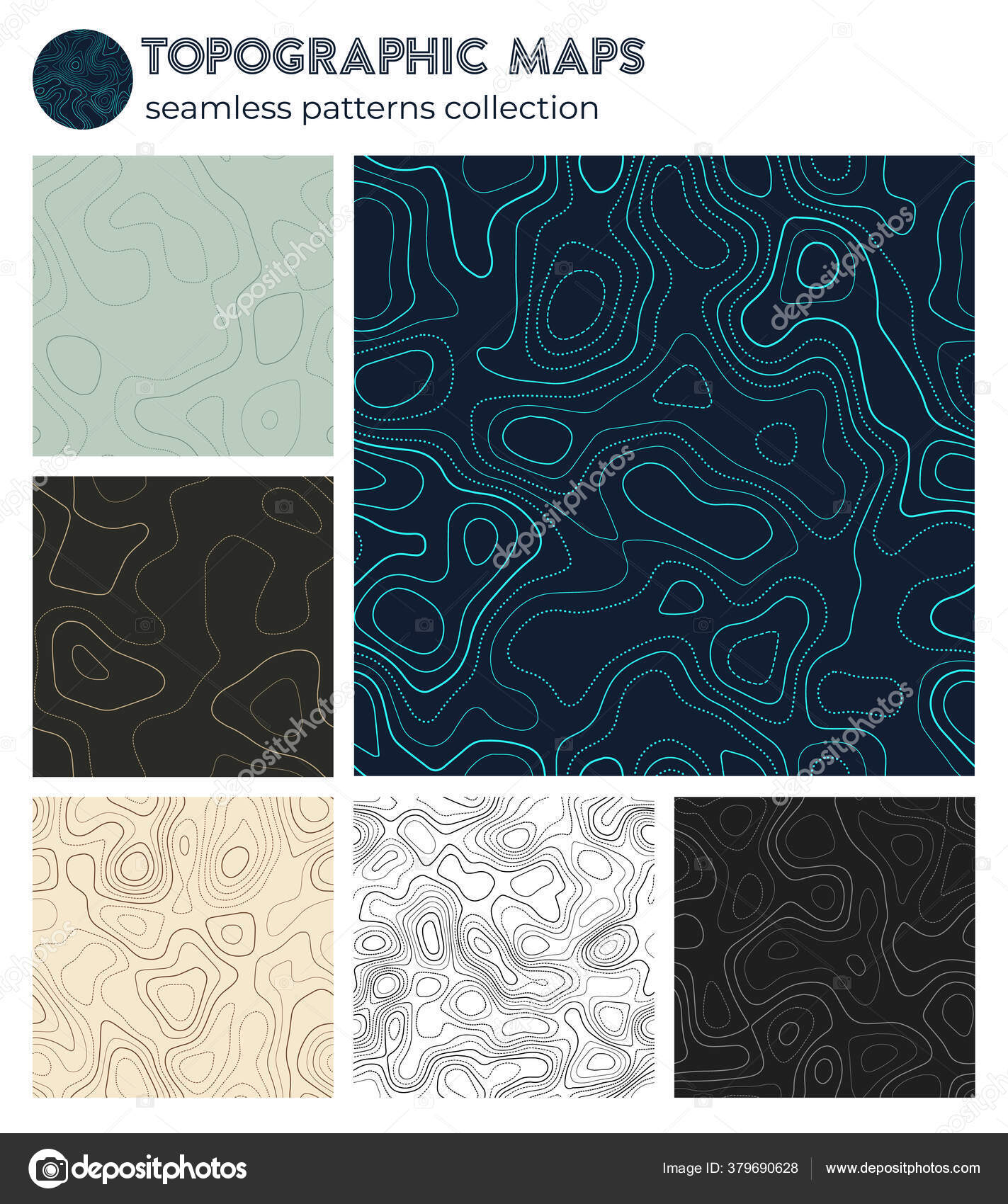 Topographic maps Beautiful isoline patterns seamless design Powerful ...