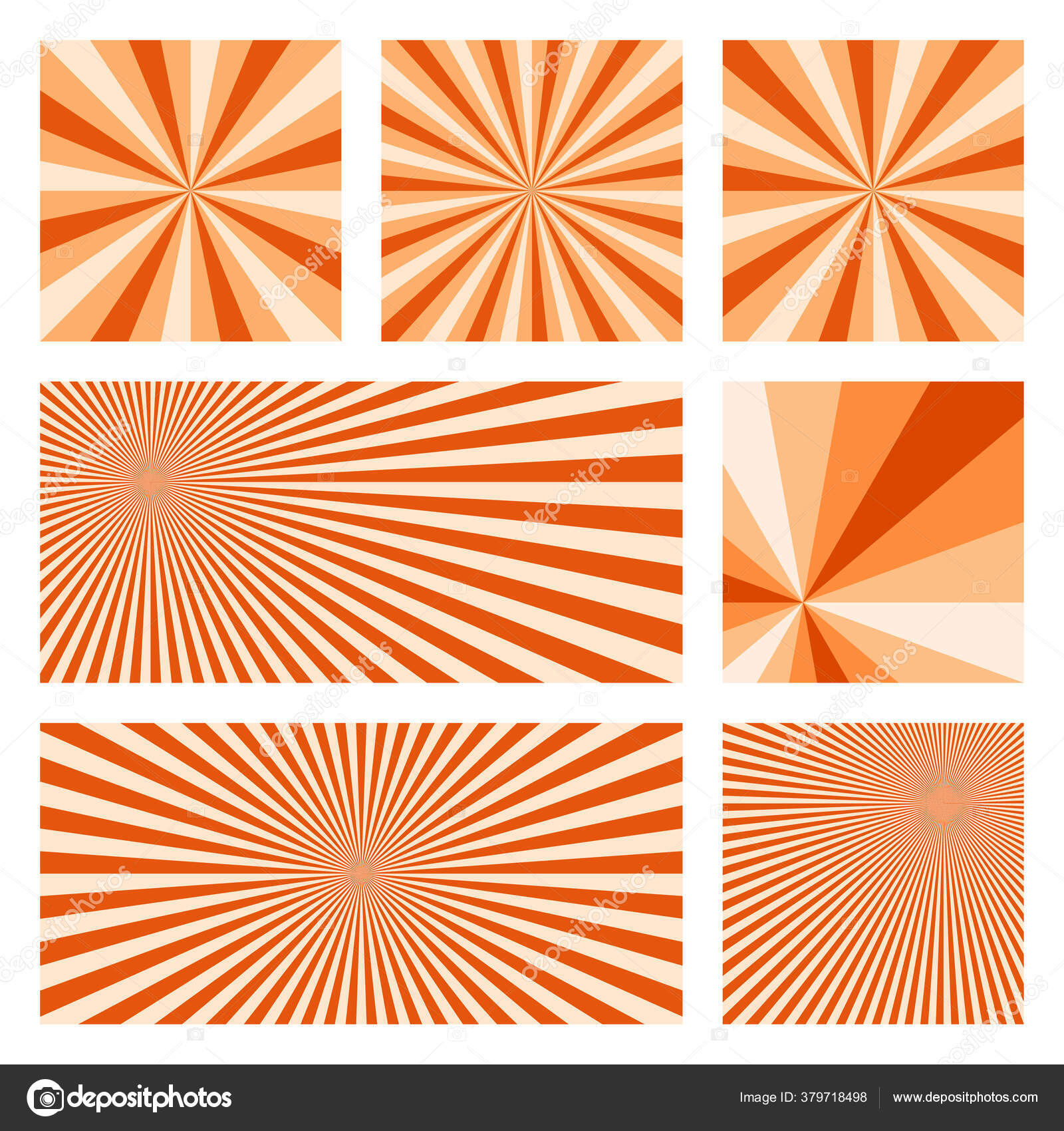 Artistic sunburst background collection Abstract covers with radial ...