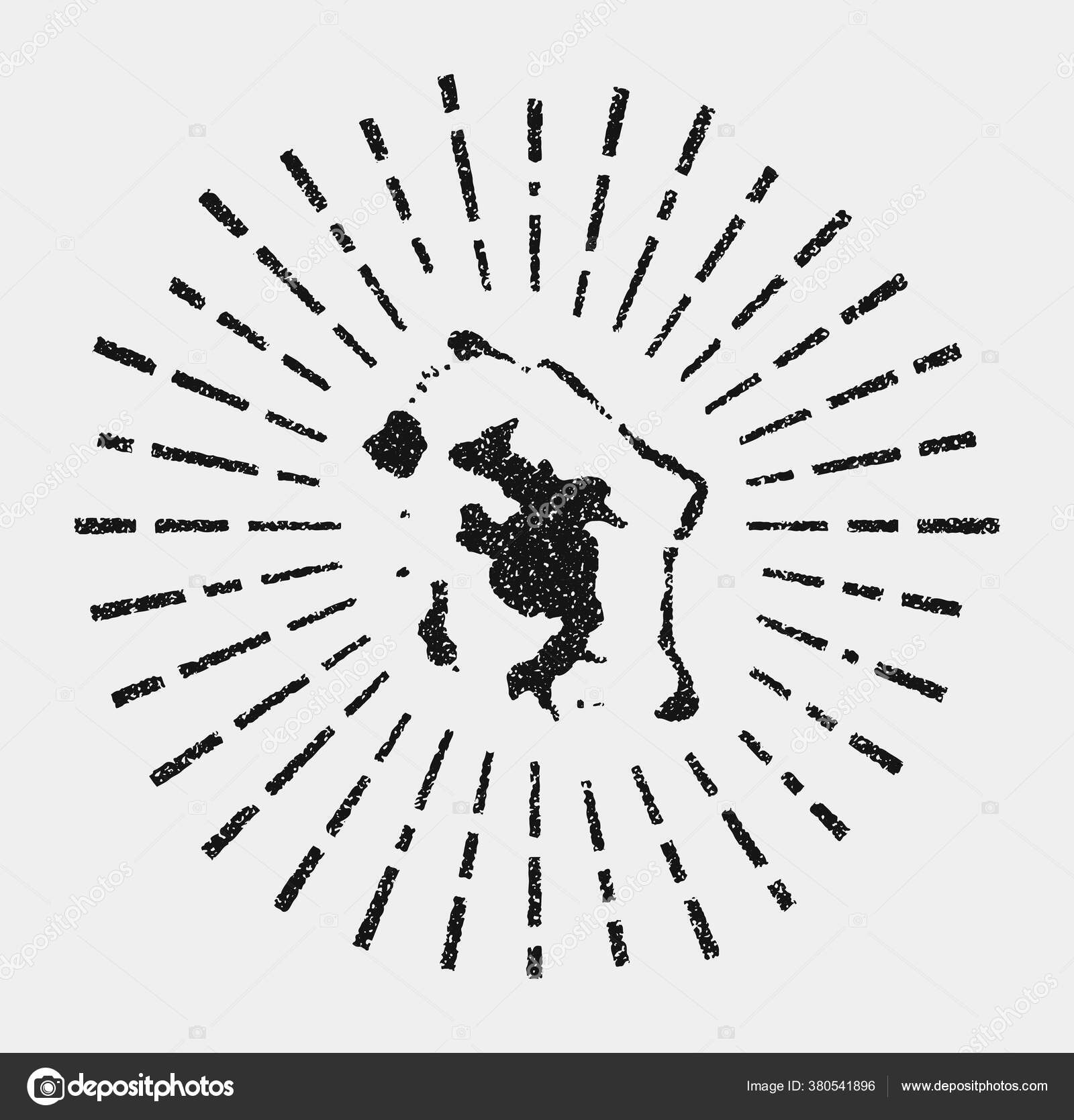 Vintage map of Bora Bora Grunge sunburst around the island Black Bora ...