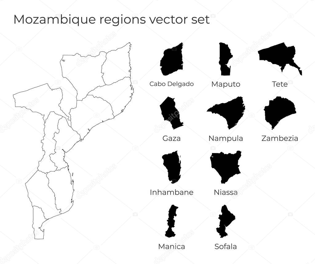 Mozambique mapa con formas de regiones Mapa vectorial en blanco del ...