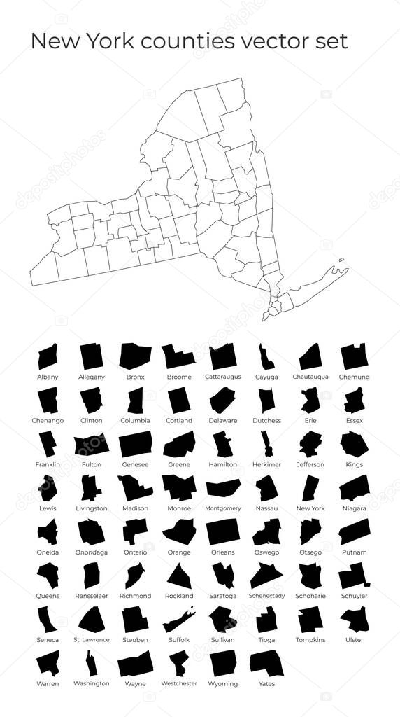 Mapa de Nueva York con formas de regiones Mapa vectorial en blanco del ...