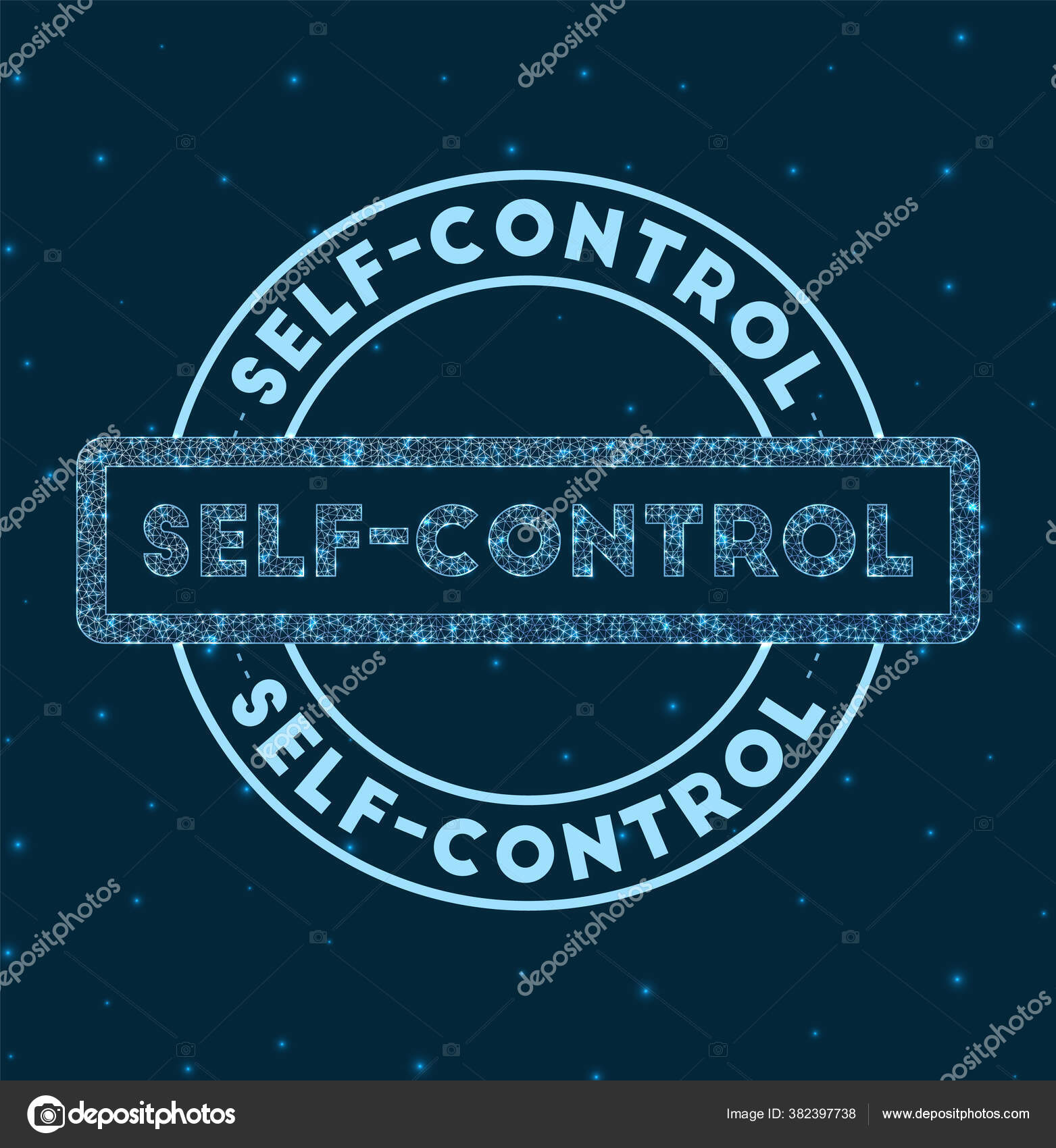 Selfcontrol Glowing round badge Network style geometric selfcontrol ...