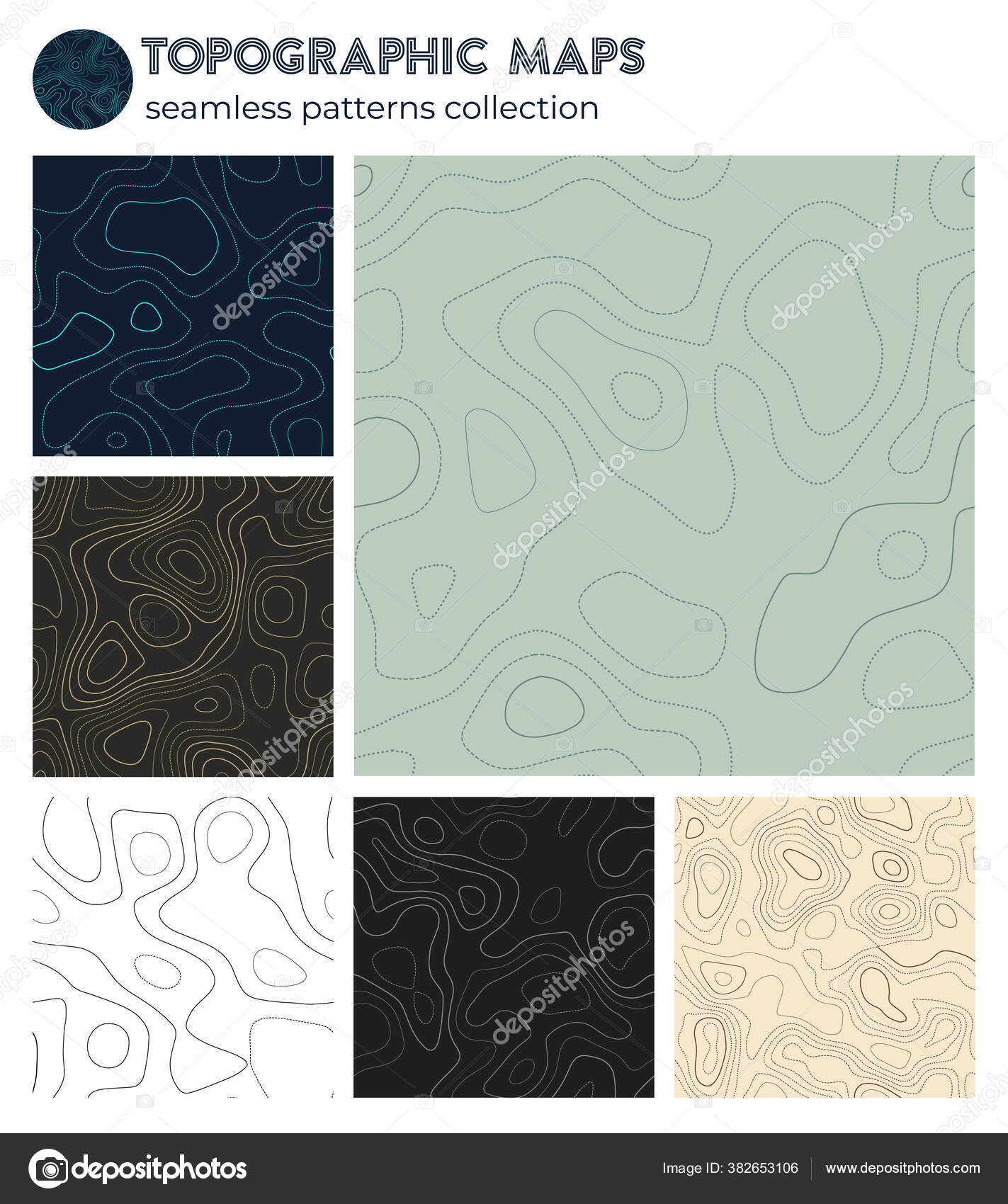 Topographic maps Amazing isoline patterns seamless design Authentic ...