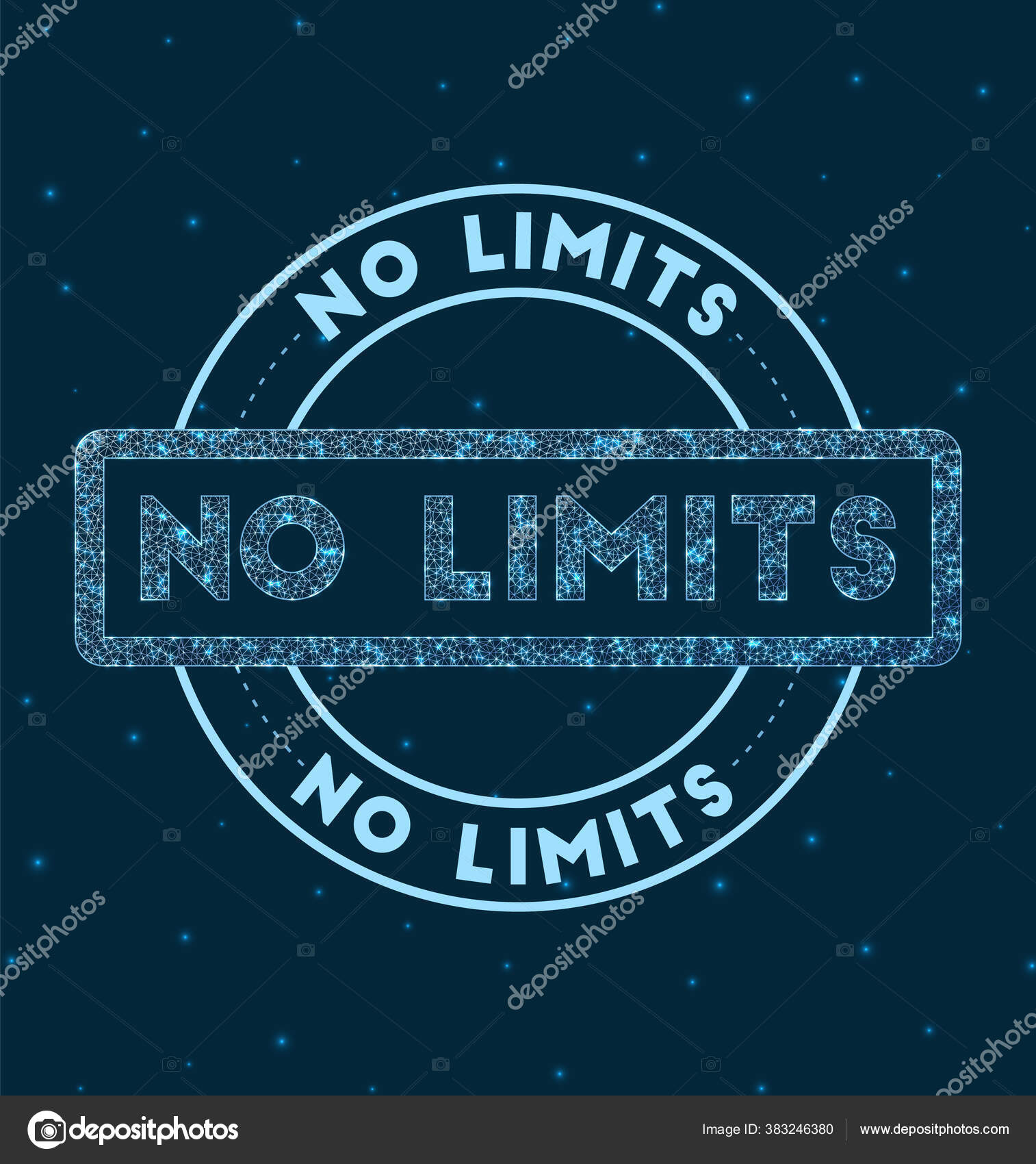 No limits Glowing round badge Network style geometric no limits stamp ...