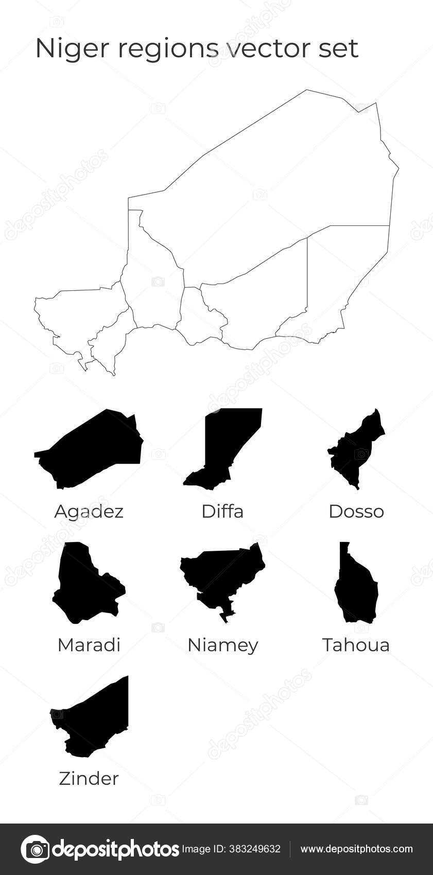 Niger map with shapes of regions Blank vector map of the Country with ...