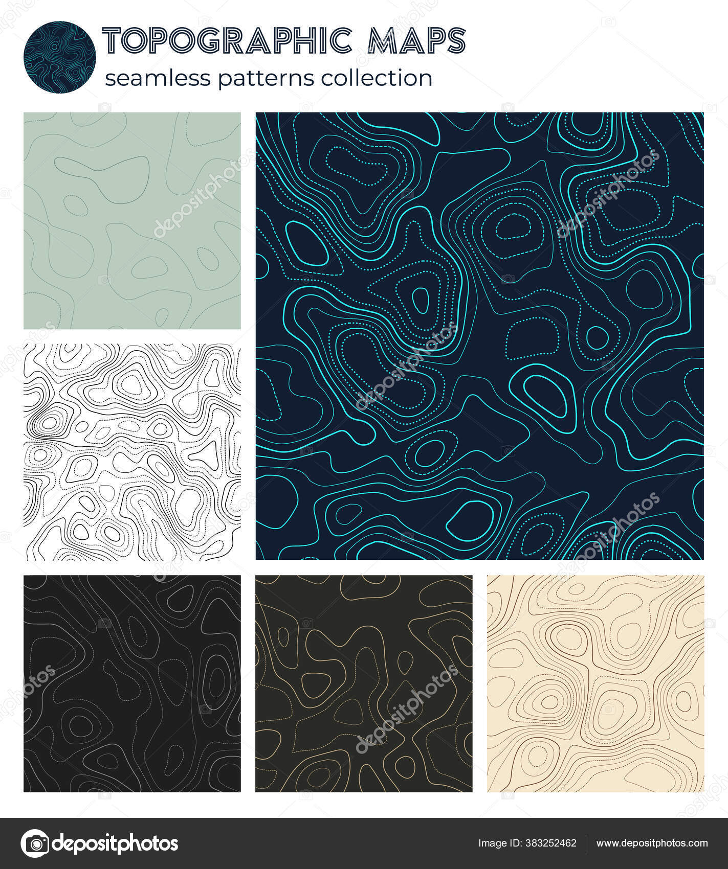 Topographic maps Astonishing isoline patterns seamless design ...