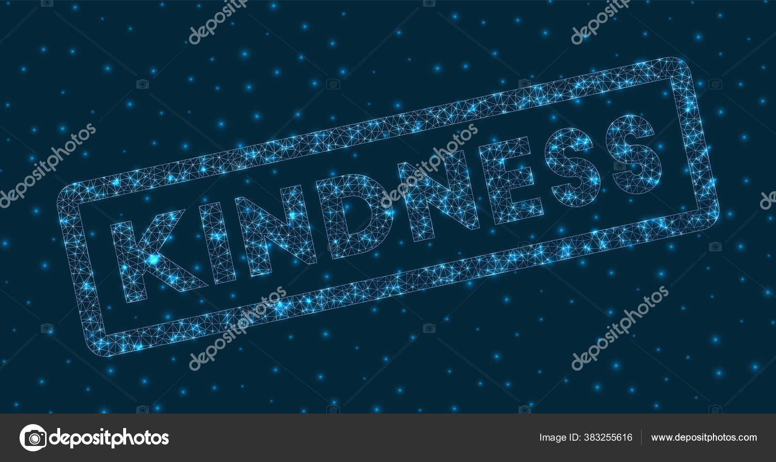 KINDNESS word in digital style Glowing geometric KINDNESS badge Neat ...