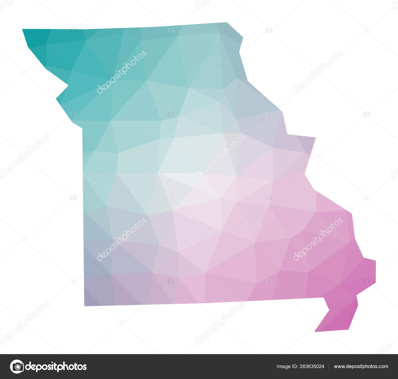 Polygonal map of Missouri Geometric illustration of the us state in ...