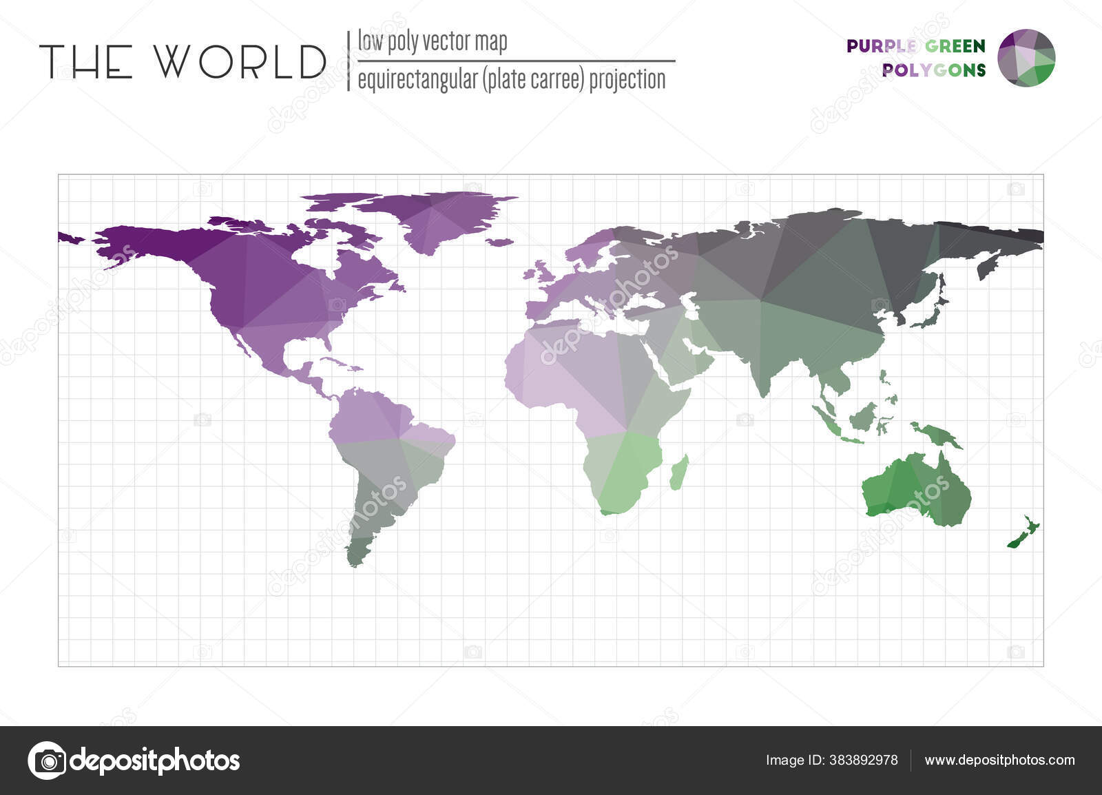 Abstract world map Equirectangular plate carree projection of the world ...