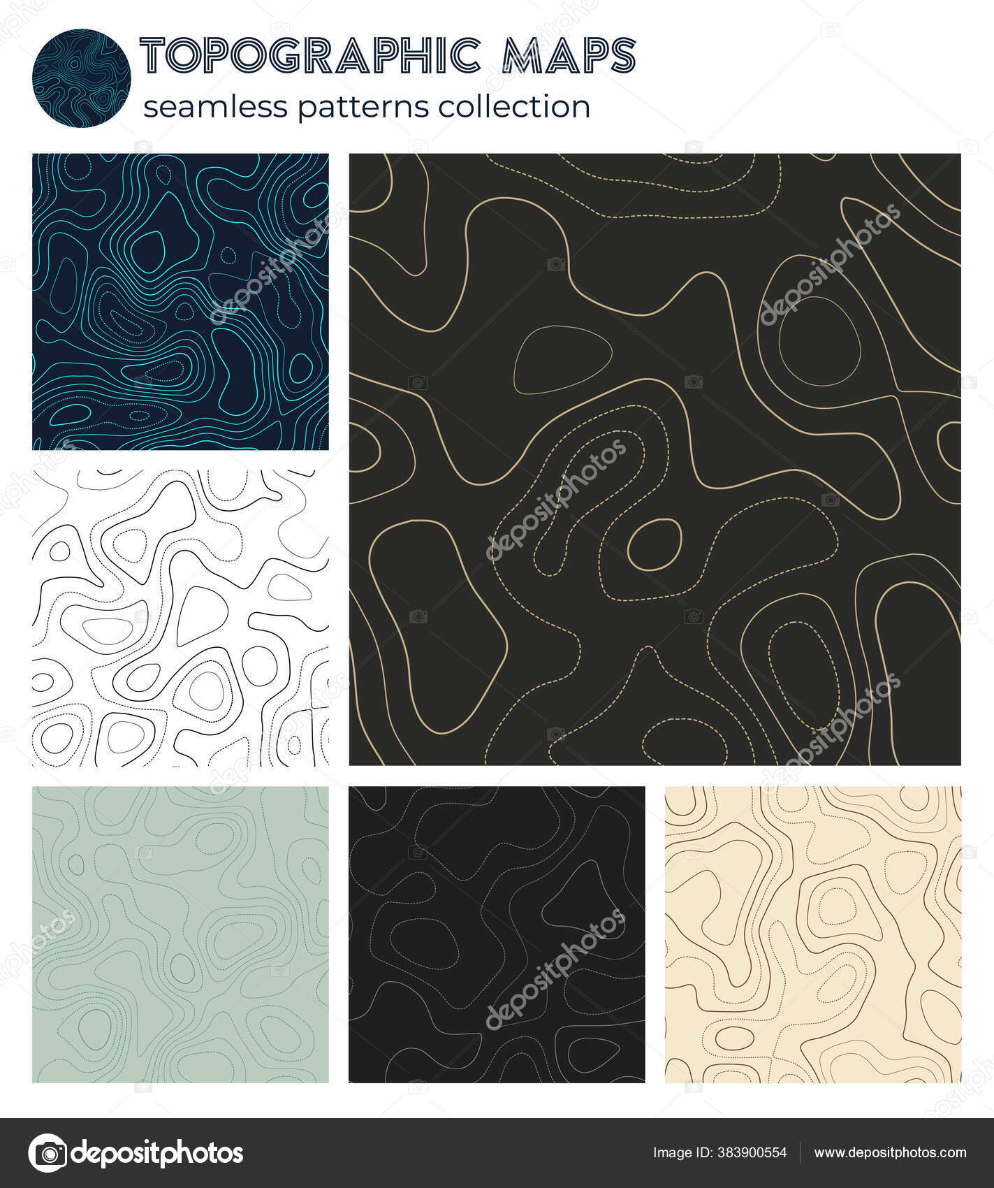 Topographic maps Amazing isoline patterns seamless design Beautiful ...