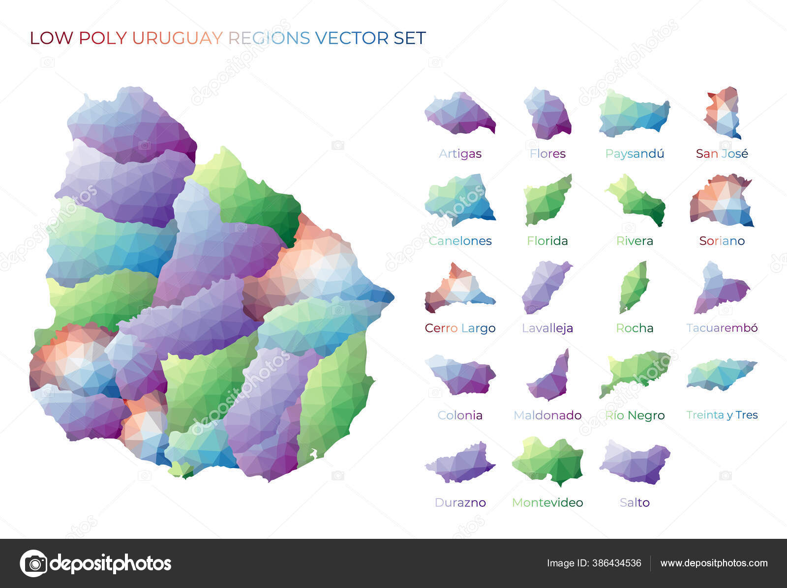 Uruguayan low poly regions Polygonal map of Uruguay with regions ... Uruguayan low poly regions Polygonal map of Uruguay with regions ...