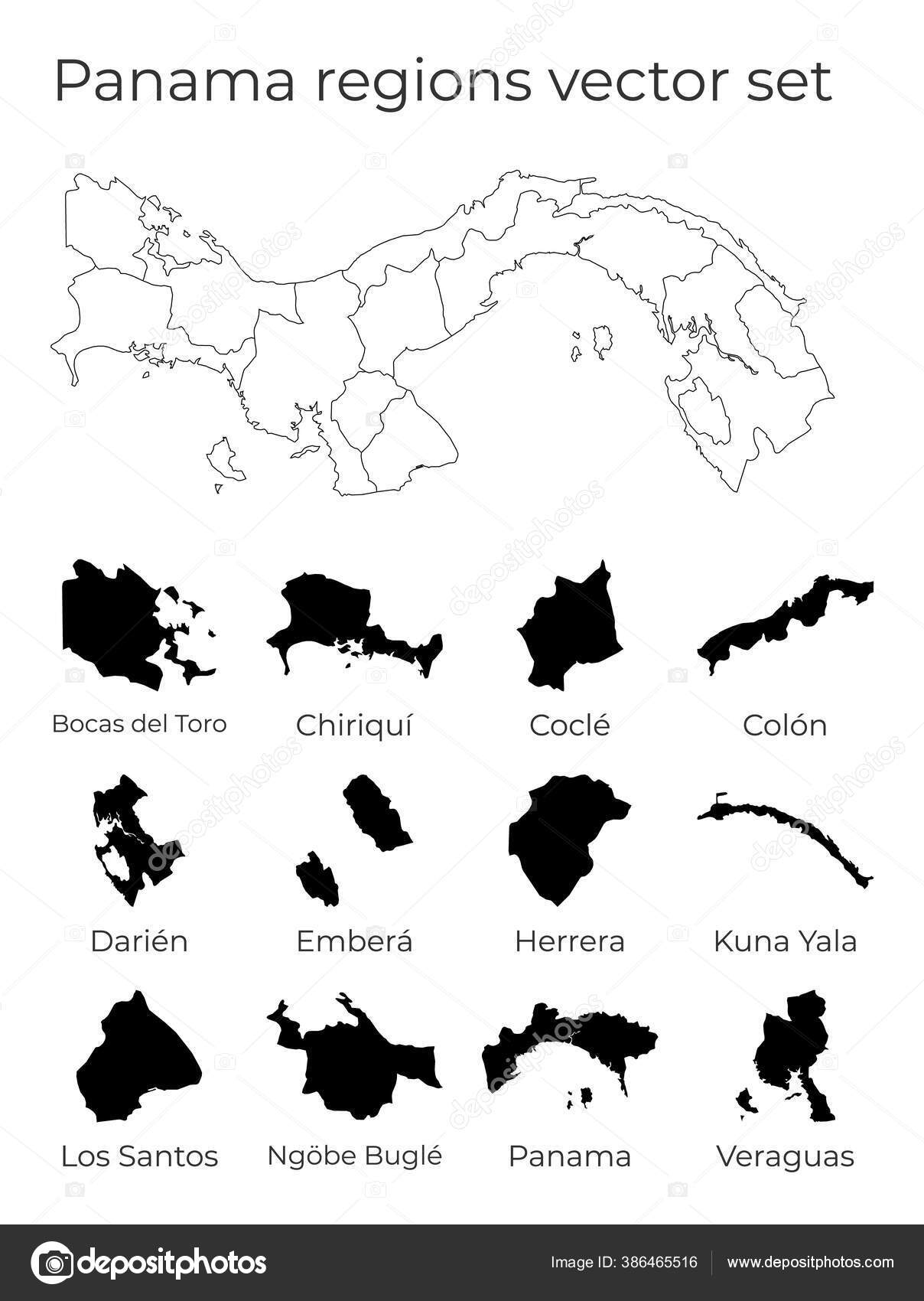 Mapa de Panamá con formas de regiones Mapa vectorial en blanco del país ...