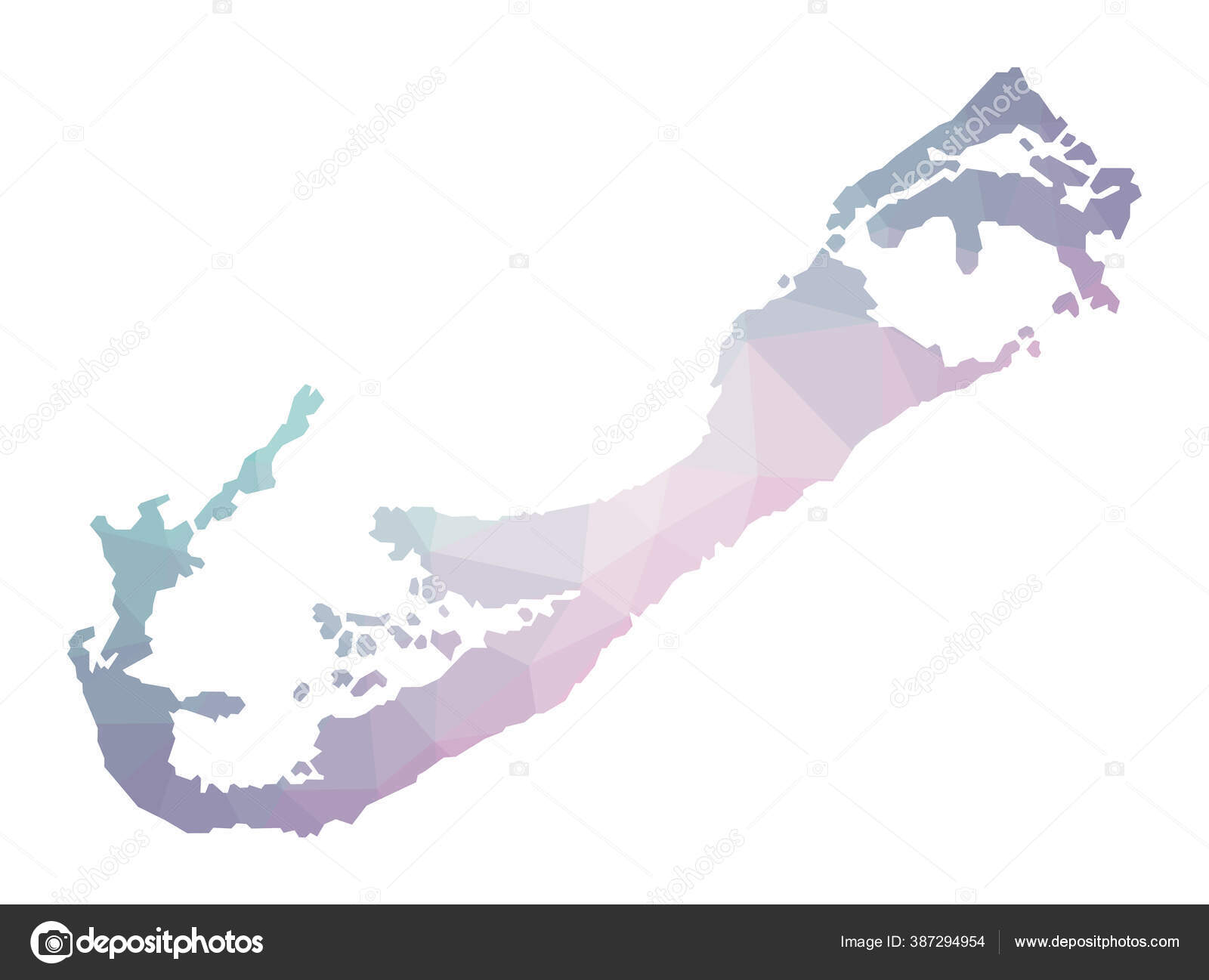 Polygonal map of Bermuda Geometric illustration of the island in ...