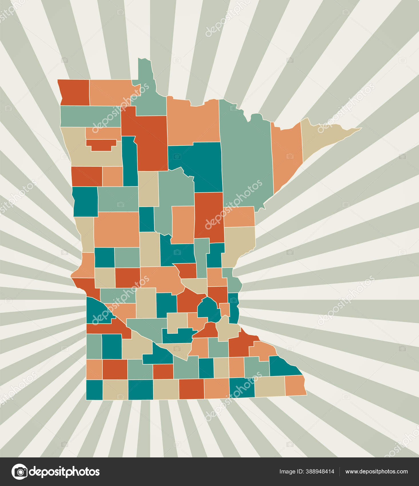 Minnesota mapa Póster con mapa del estado de los Estados Unidos en la ...