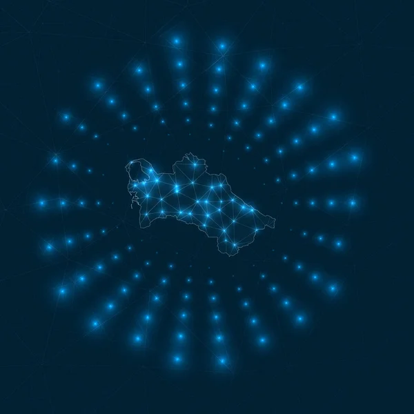 Hydra digital map Glowing rays radiating from the island Network ...