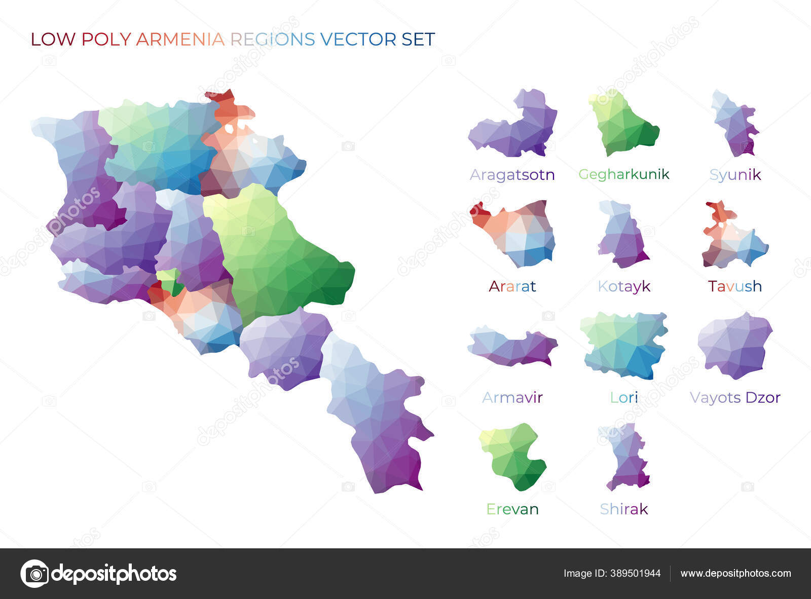 Armenian low poly regions Polygonal map of Armenia with regions ... Armenian low poly regions Polygonal map of Armenia with regions ...