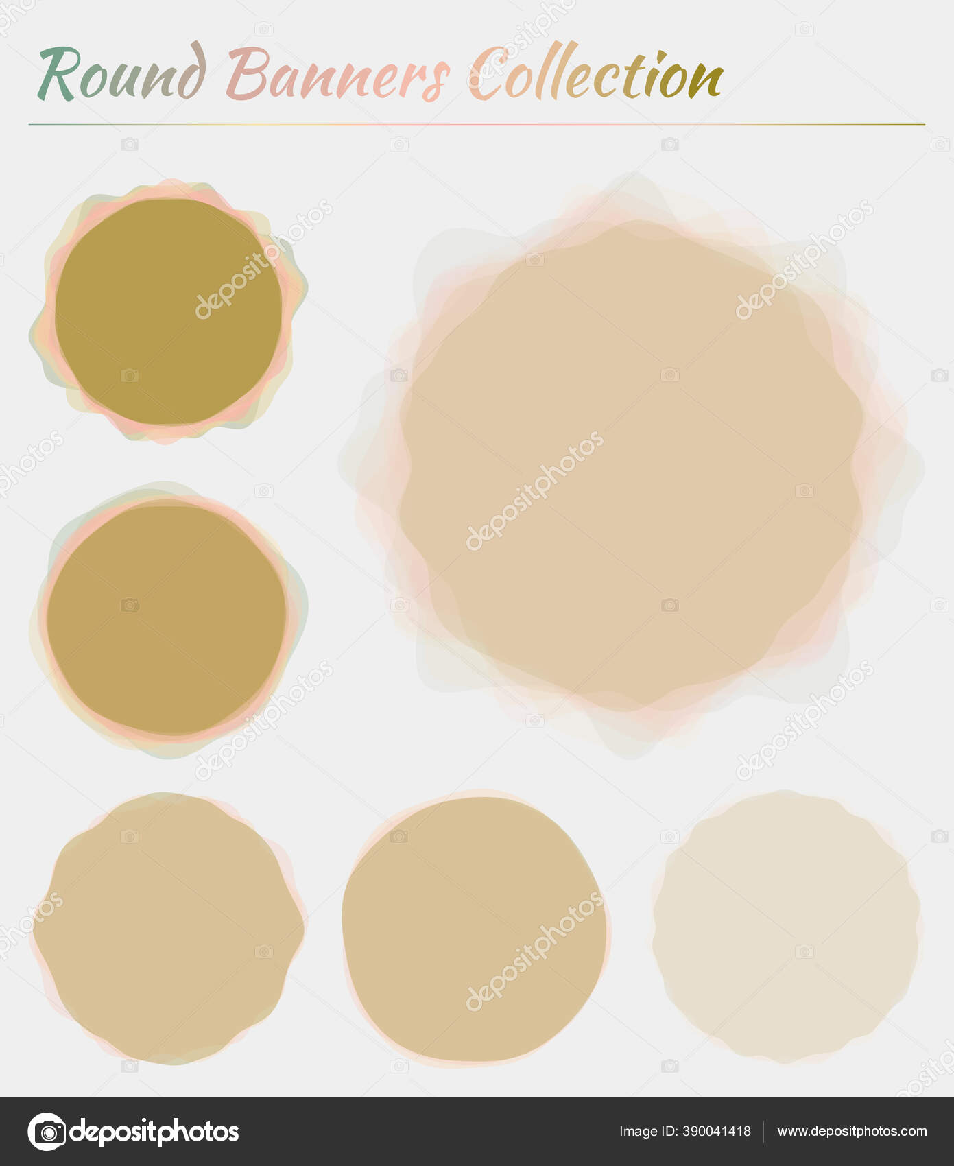 Round labels Circular backgrounds in soft green pink brown colors ...