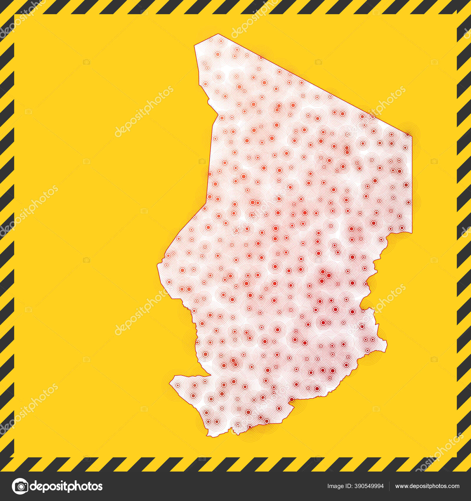 Chad closed virus danger sign Lock down country icon Black striped ...