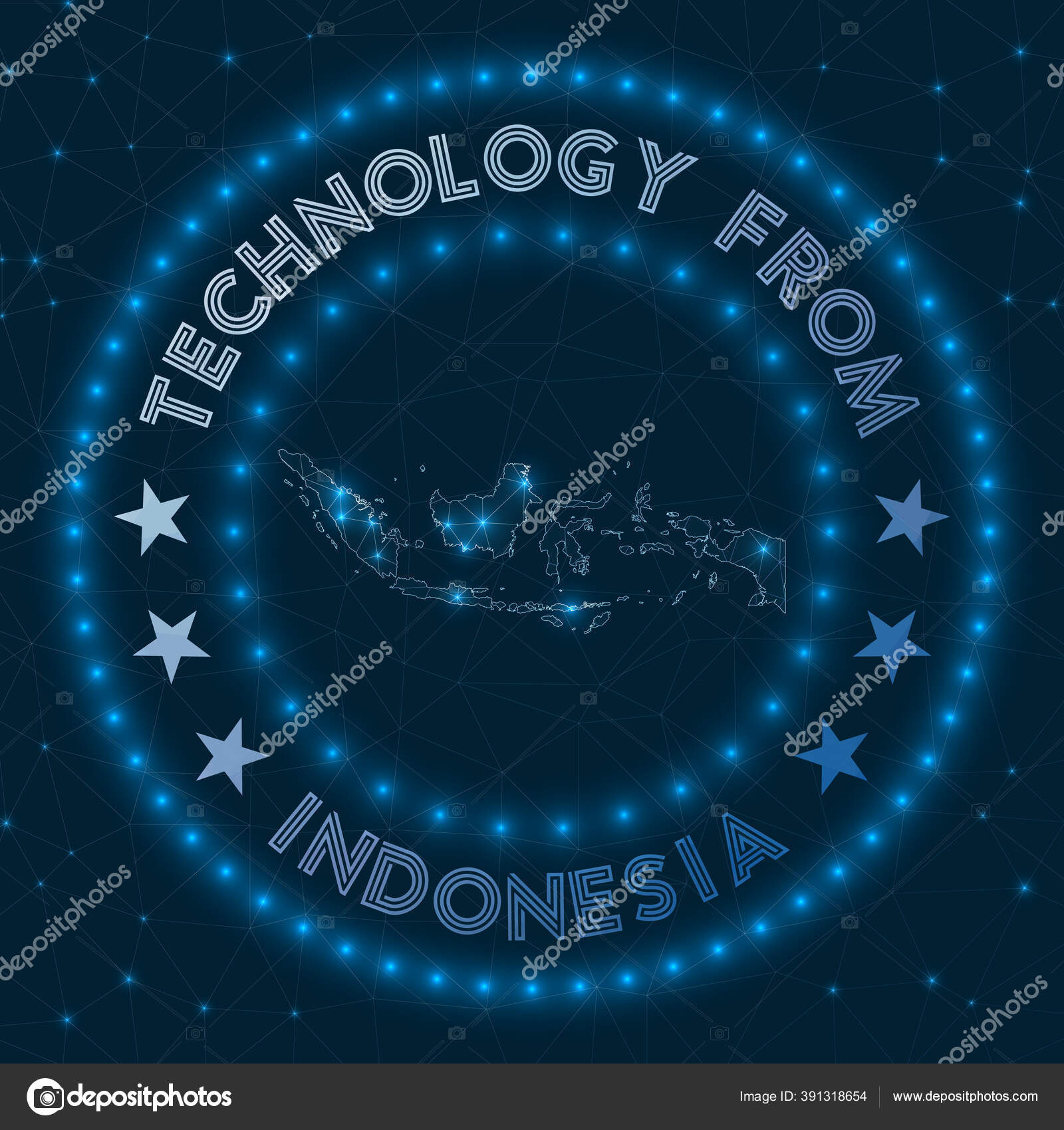 Technology From Indonesia Futuristic geometric badge of the country ...