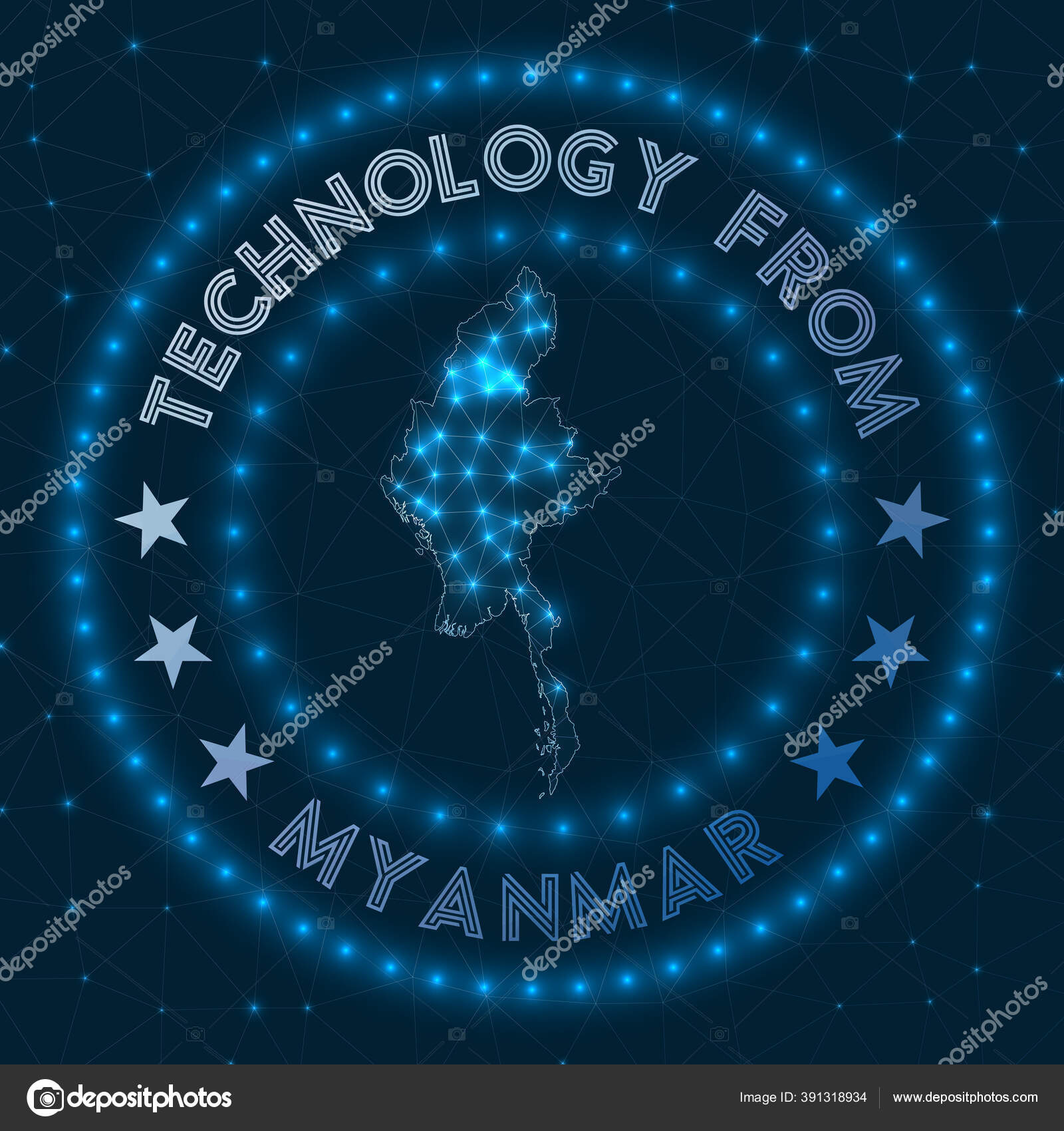 Technology From Myanmar Futuristic geometric badge of the country ...