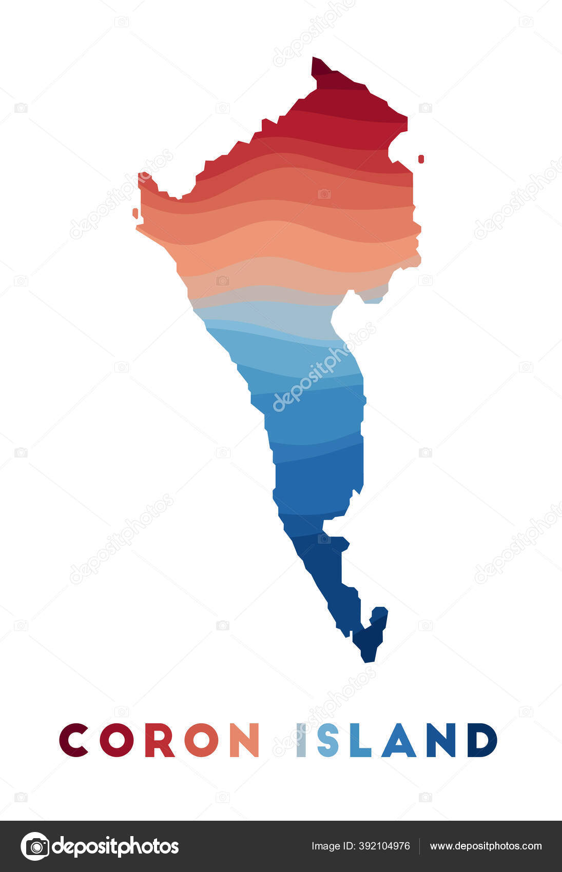 Coron Island map Map of the island with beautiful geometric waves in ...