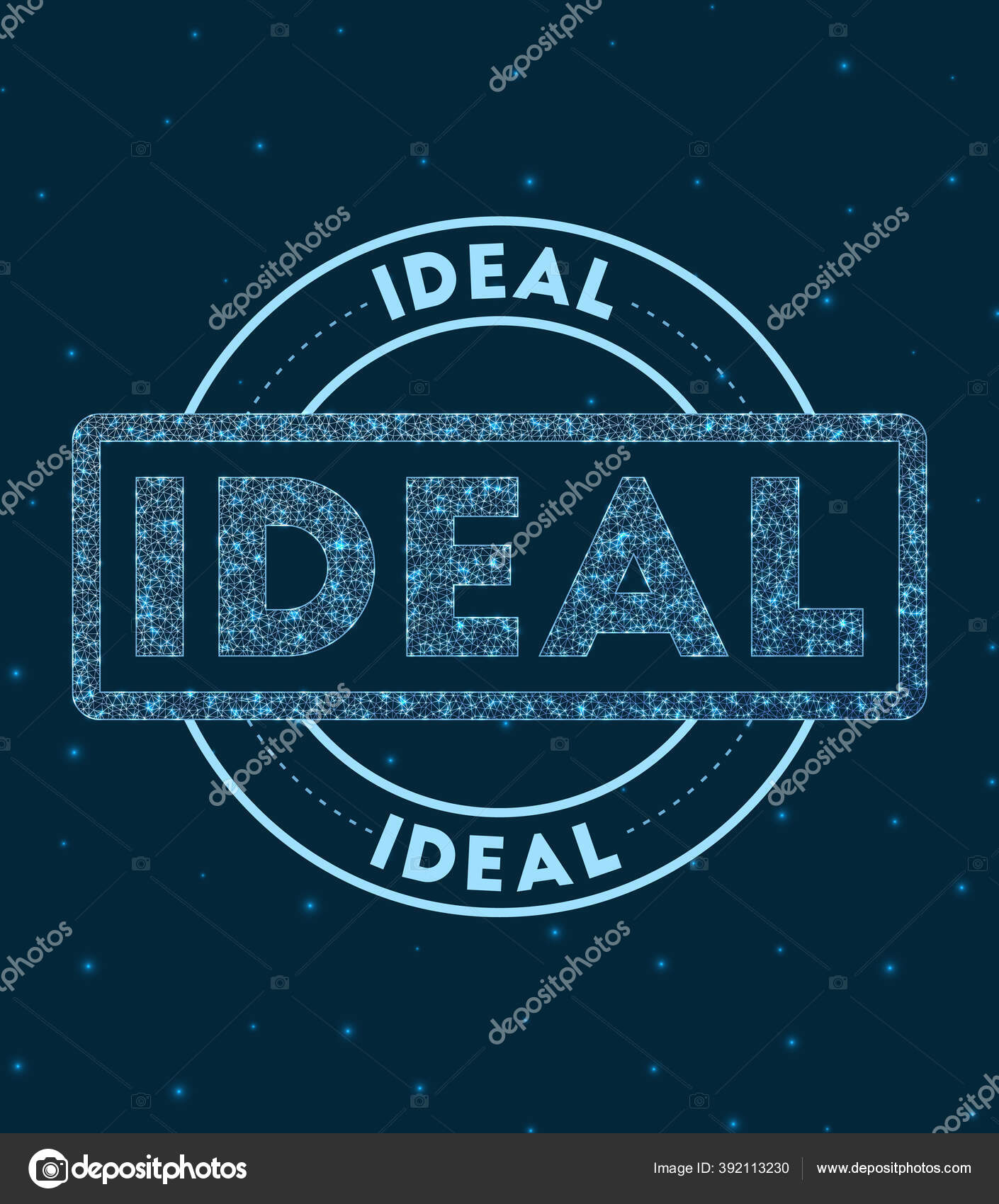 Ideal Glowing round badge Network style geometric ideal stamp in space ...