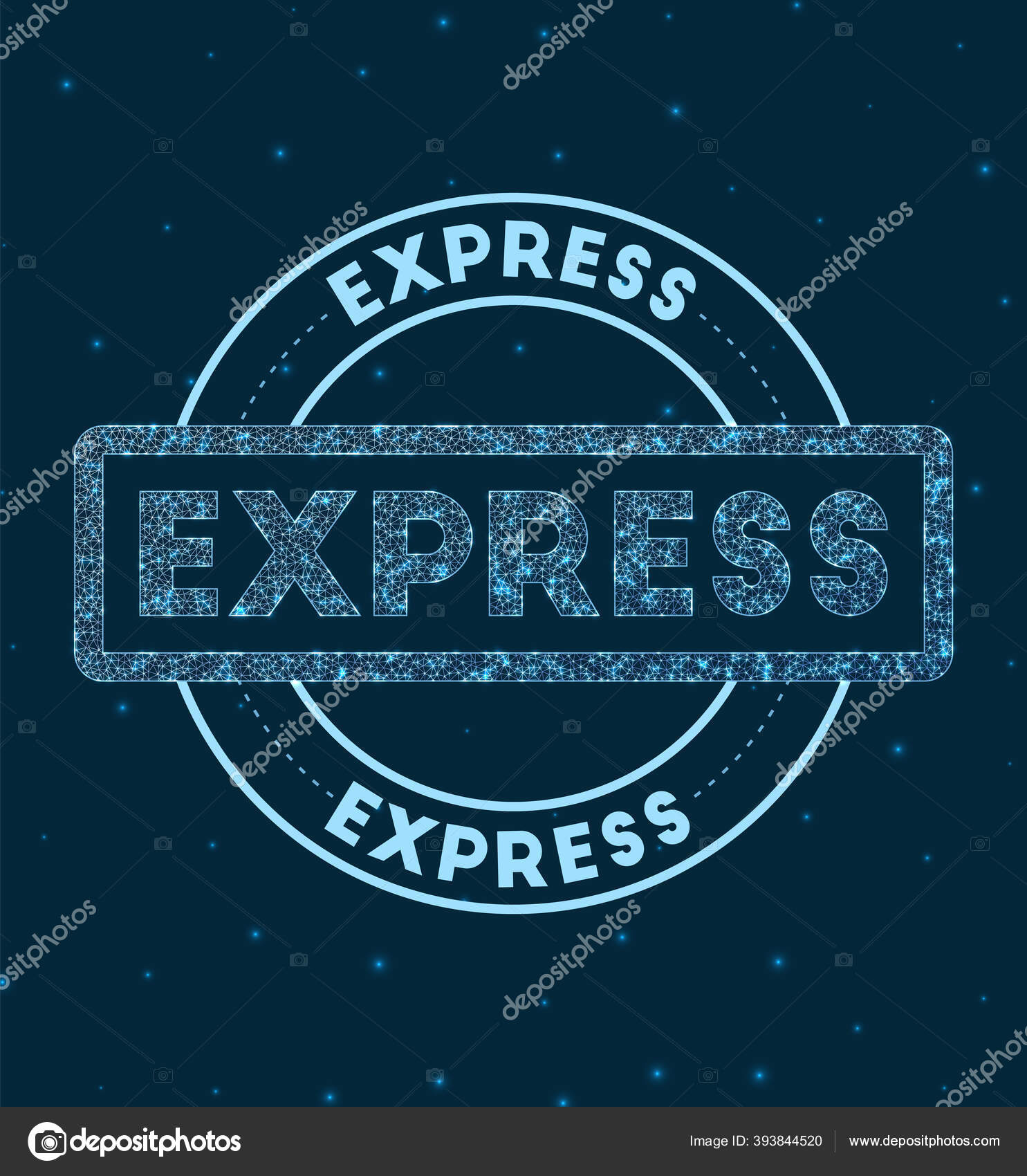 Express Glowing round badge Network style geometric express stamp in ...