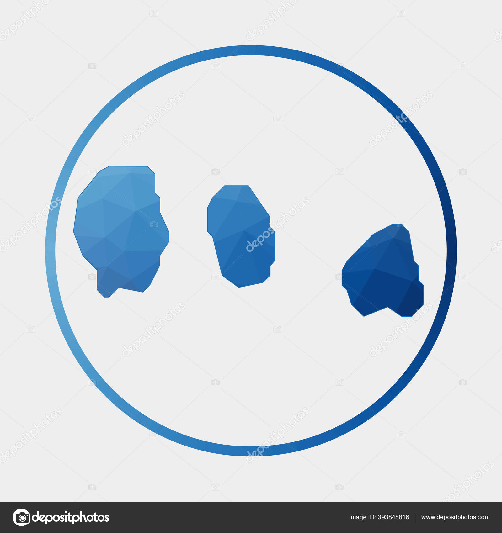 Gili Islands icon Polygonal map of the island in gradient ring Round ...