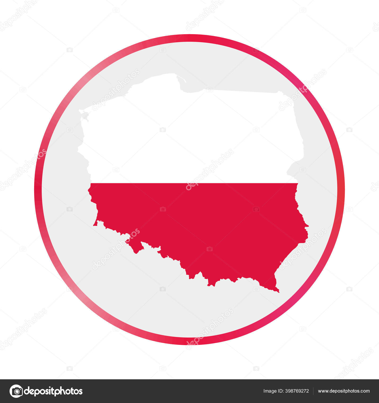 Poland icon Shape of the country with Poland flag Round sign with flag ...