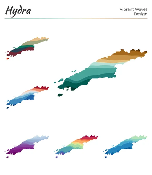 Set of vector maps of Tenggol Island Vibrant waves design Bright map of island in geometric ...