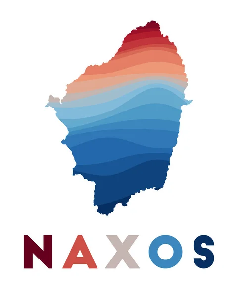 Mapa de Naxos Mapa de la isla con hermosas olas geométricas en colores ...