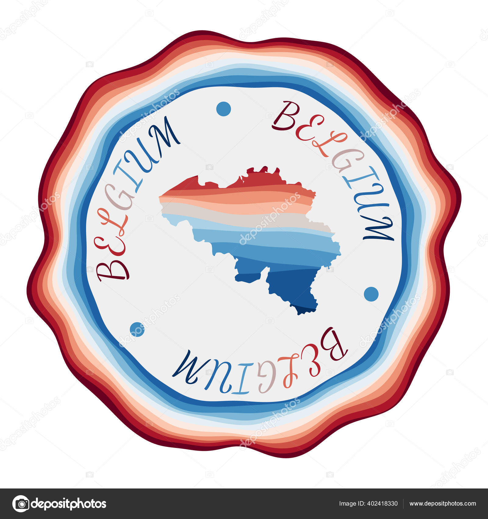 Belgium badge Map of the country with beautiful geometric waves and ...
