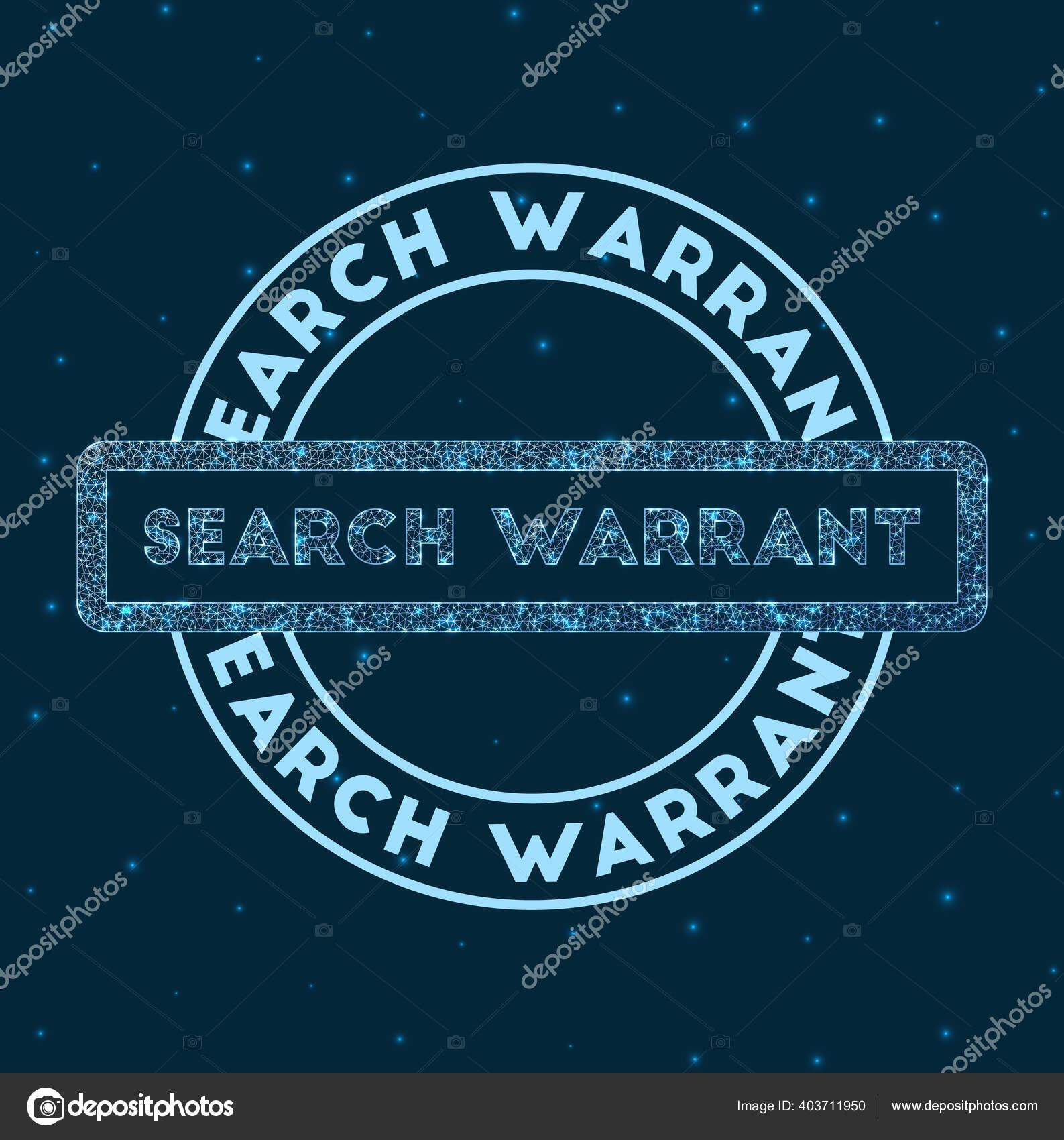Search warrant Glowing round badge Network style geometric search ...