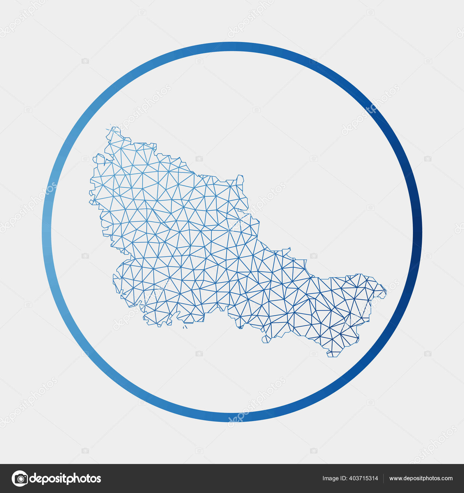 Icono de Belle Ile Mapa en red de la isla Ronda Signo de Belle Ile con ...