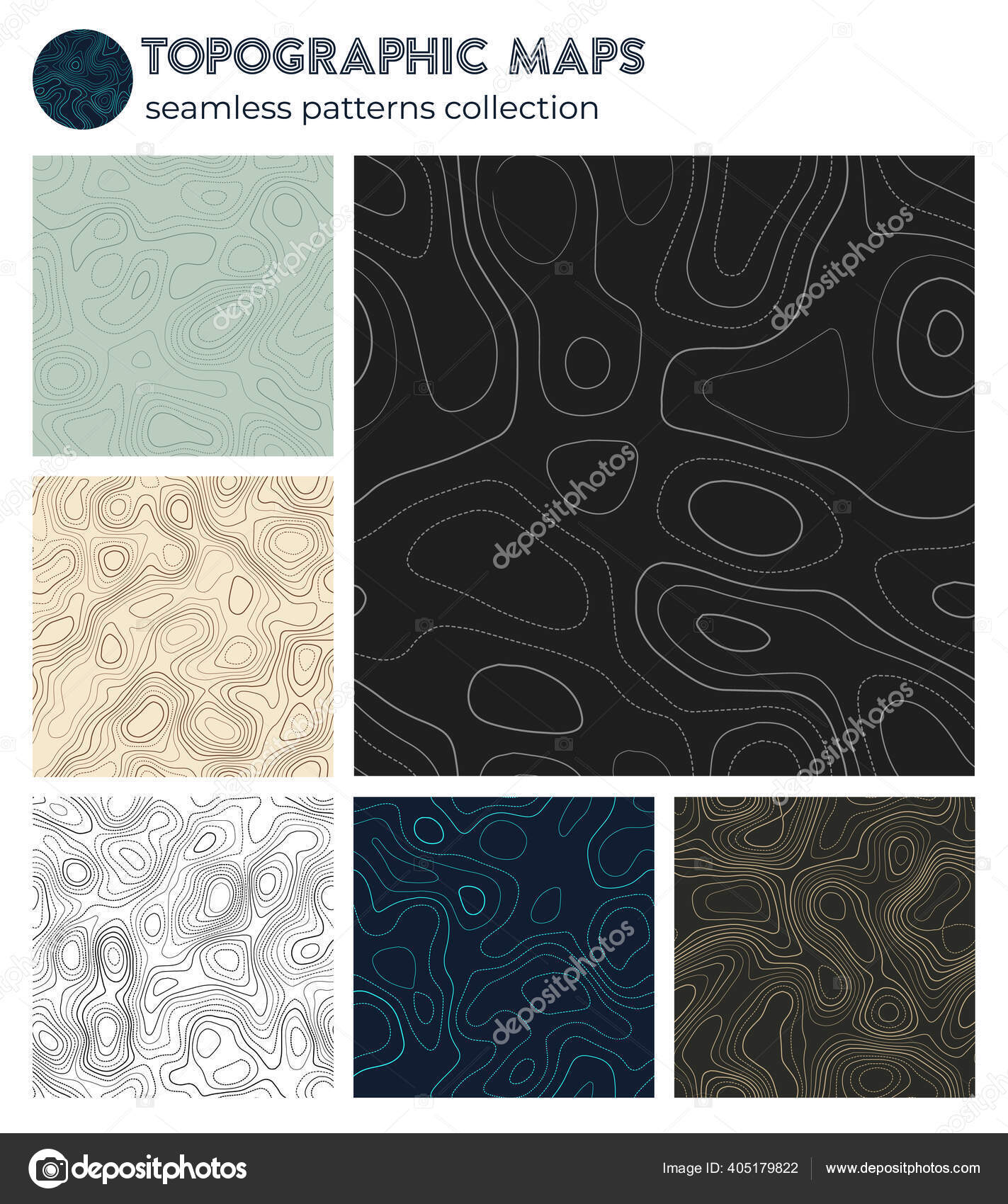 Topographic maps Astonishing isoline patterns seamless design Stylish ...