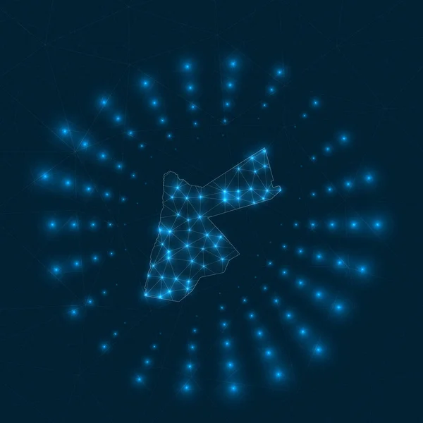 Maryland digital map Glowing rays radiating from the us state Network ...