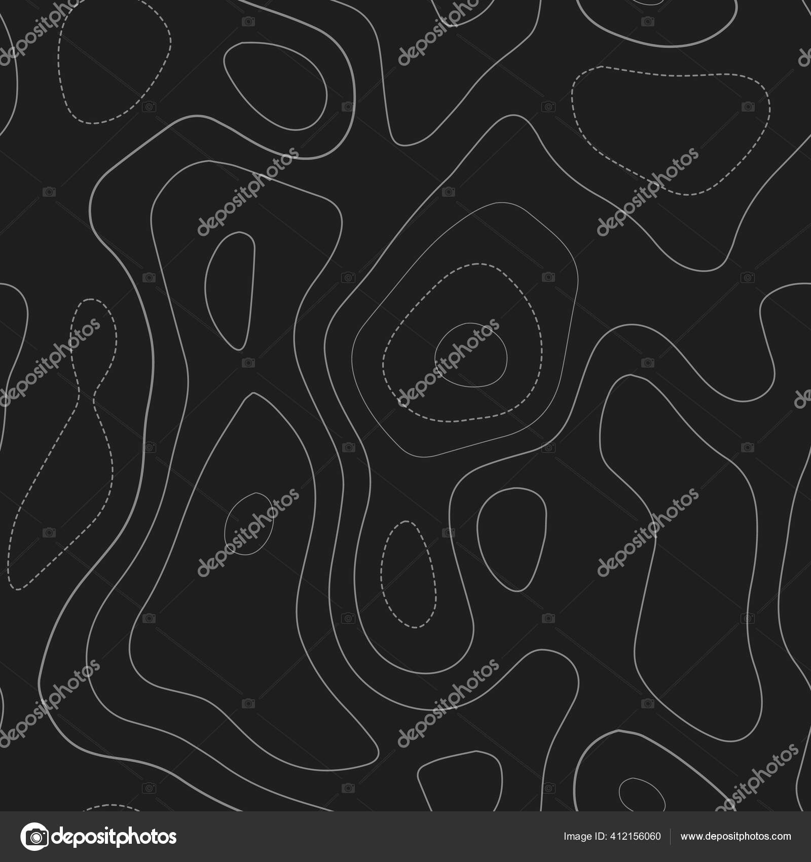 Contour lines Actual topography map Dark seamless design imaginative ...