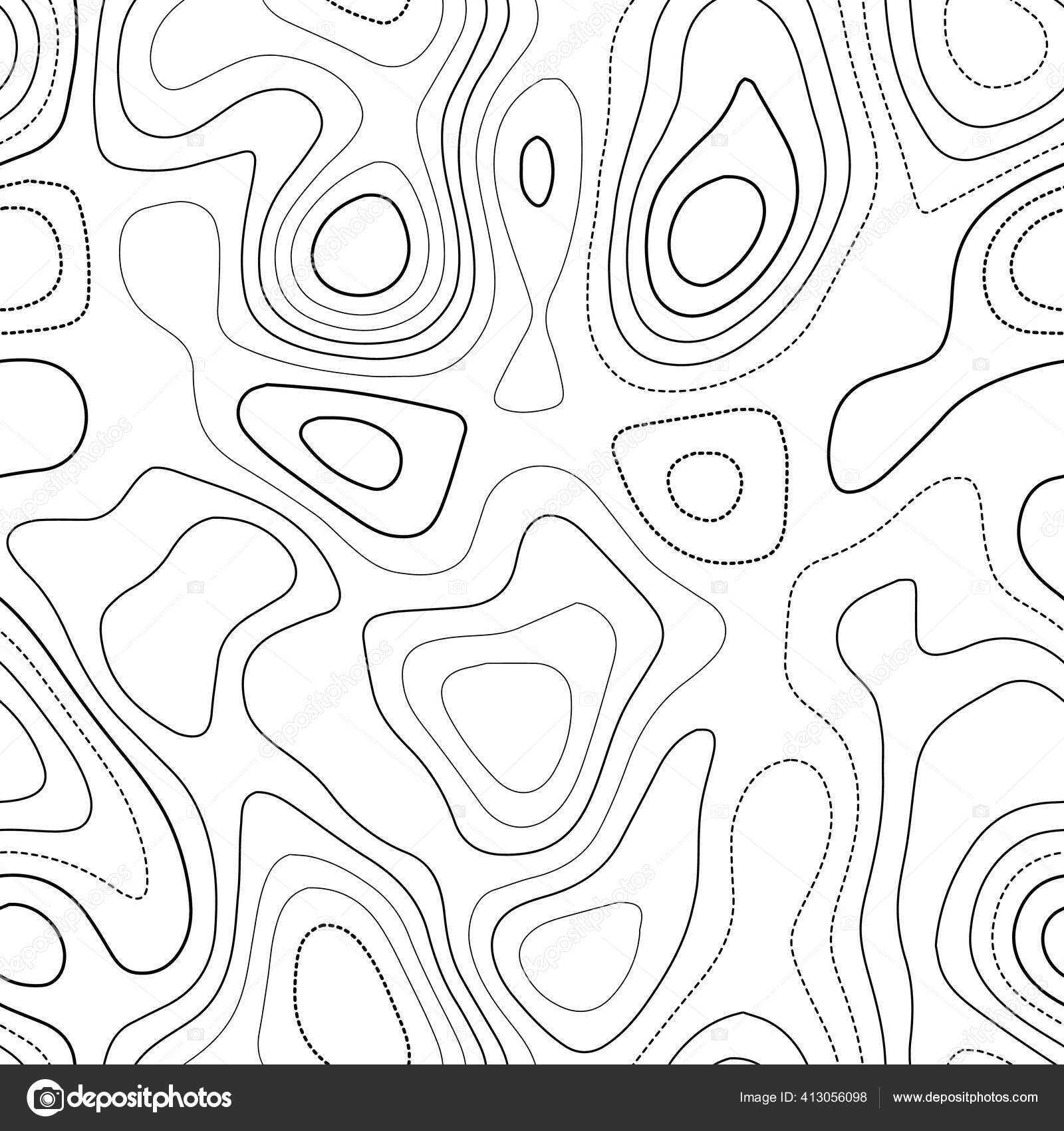 Amazing topography Actual topography map Black and white seamless ...