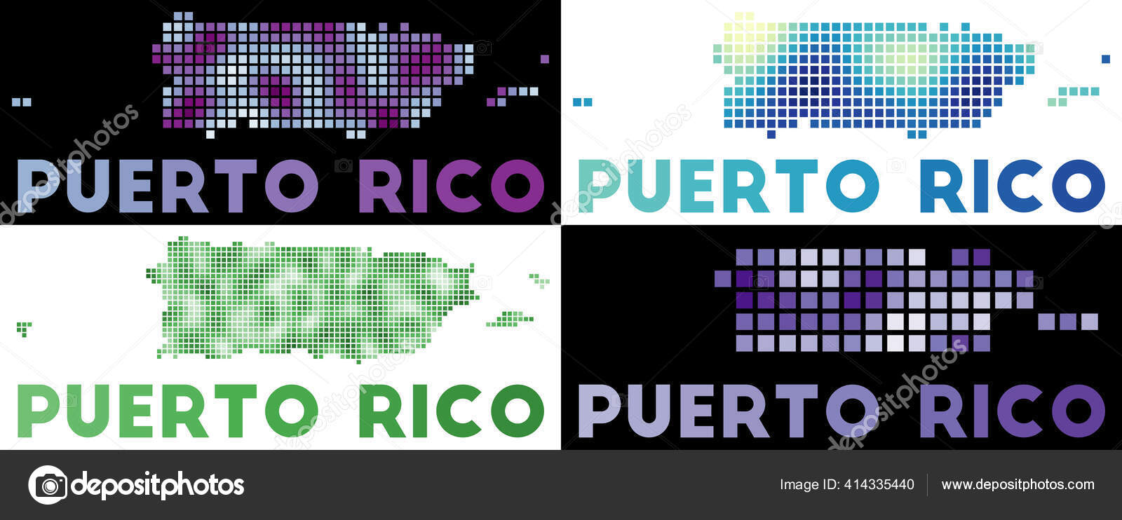 Puerto Rico map Collection of map of Puerto Rico in dotted style ...